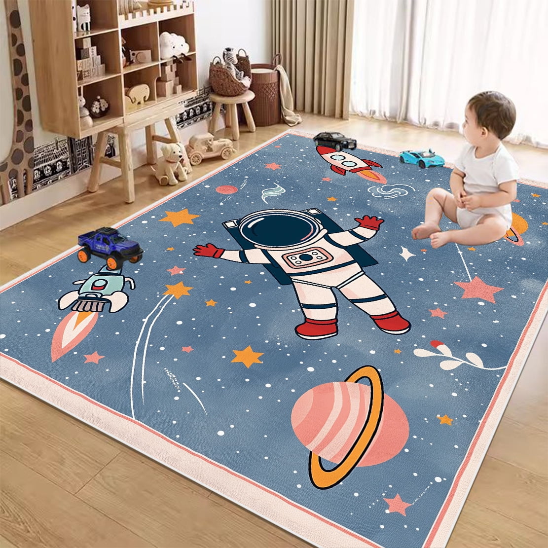 Cartoon Space Astronaut Carpets for Living Room Children Room Crawl ...