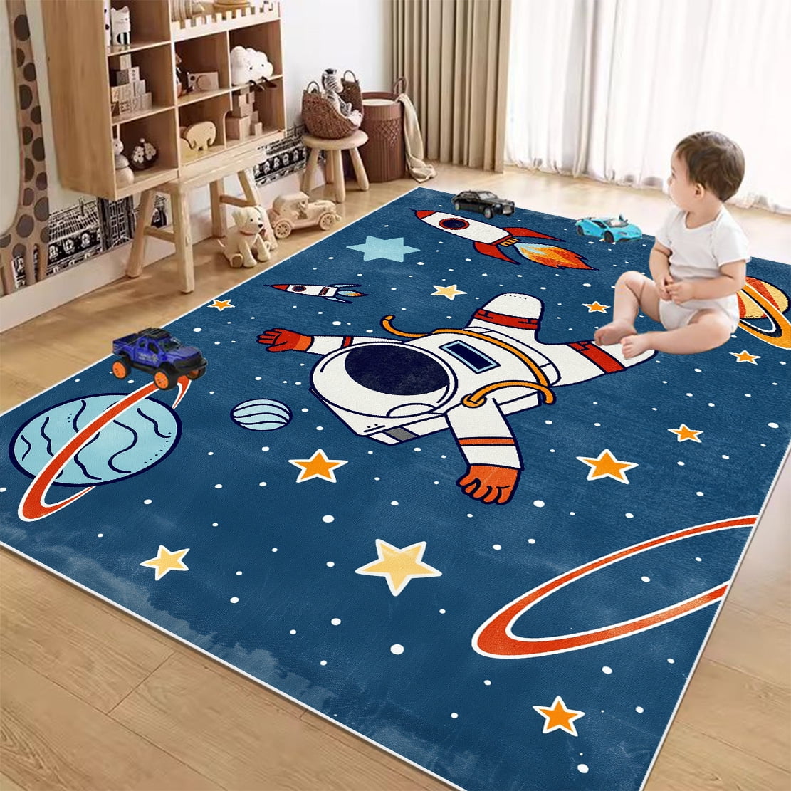 Cartoon Space Astronaut Carpets for Living Room Children Room Crawl ...