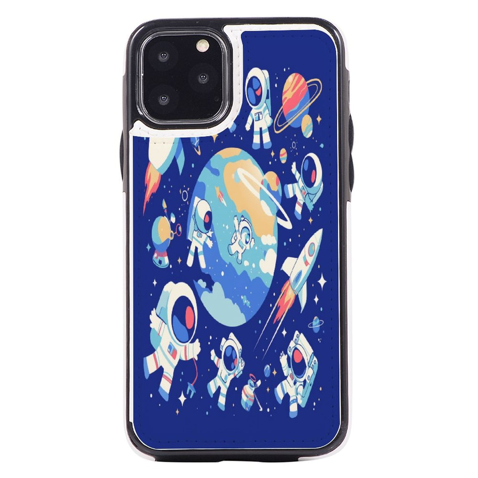 Cartoon Space Astronaut Leather Wallet Case for iPhone 16 15 14 13 12 11 Pro Max Wallet Case ...