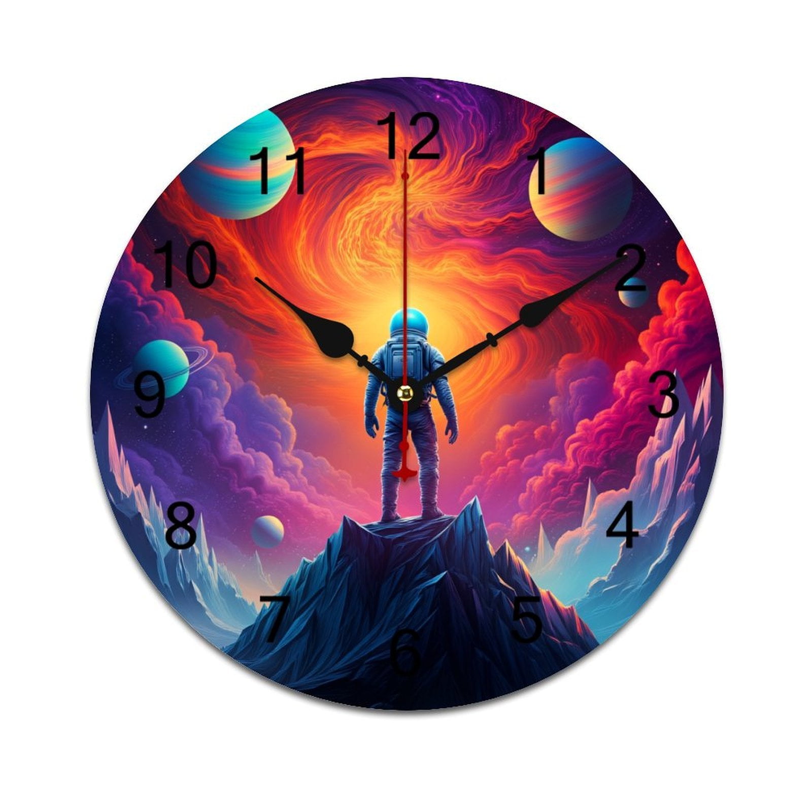 Cartoon Space Astronaut Planet (88)-1 Time Decorative Wall Clocks Round ...