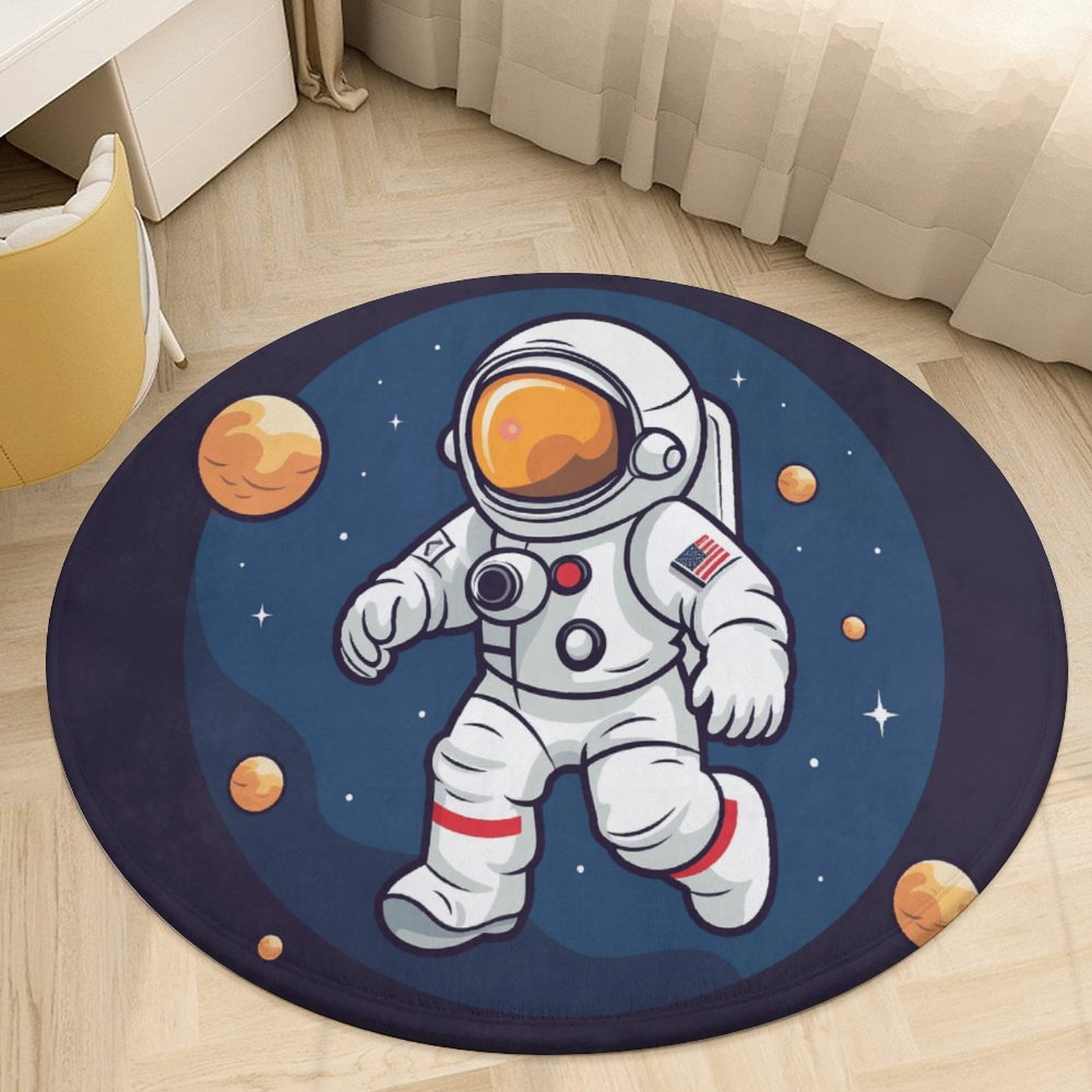 Cartoon Space Astronaut Planet Round Area Rugs for Bedroom Living Room ...
