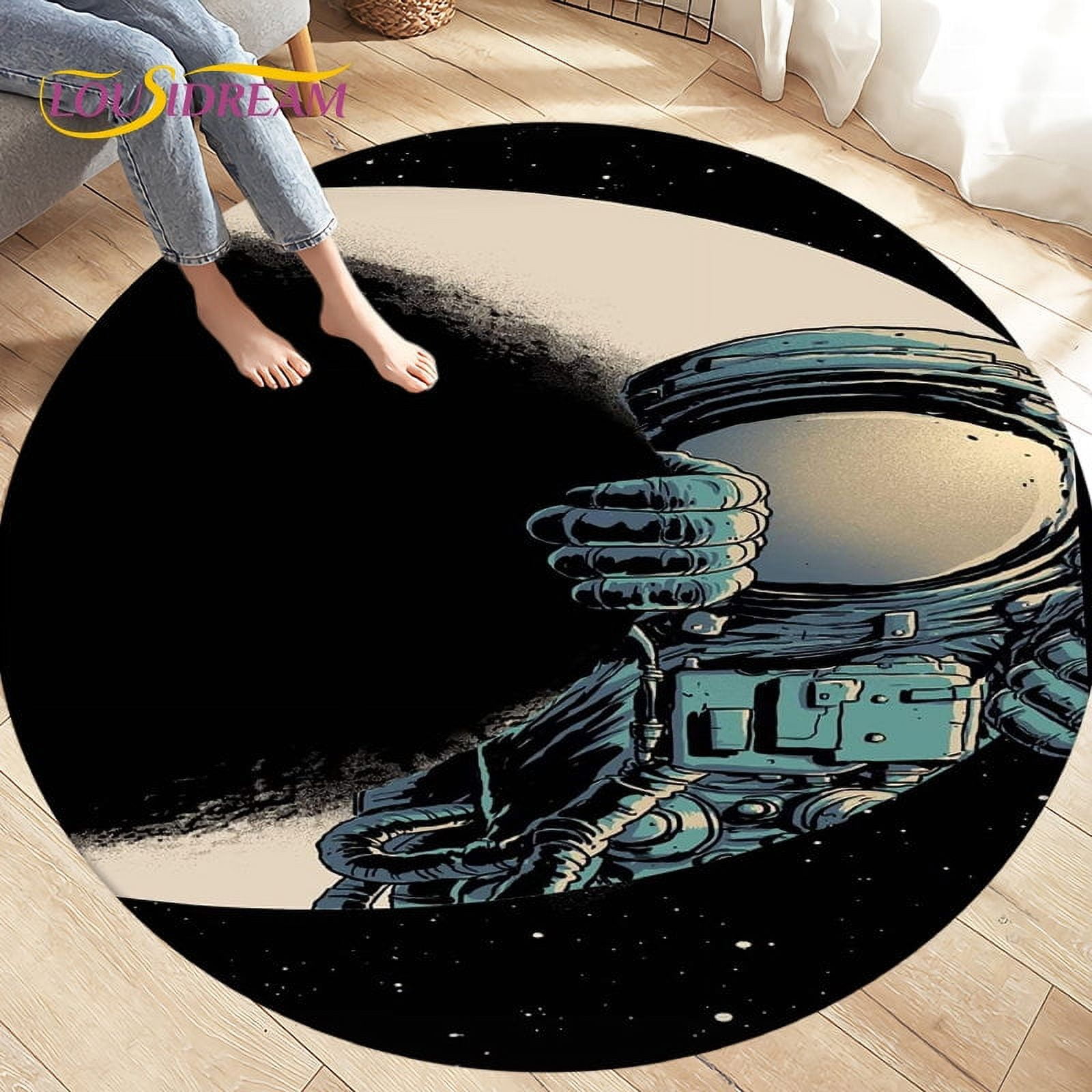 Cartoon Space Astronaut Round Rug Carpet Rug for Living Room Bedroom ...