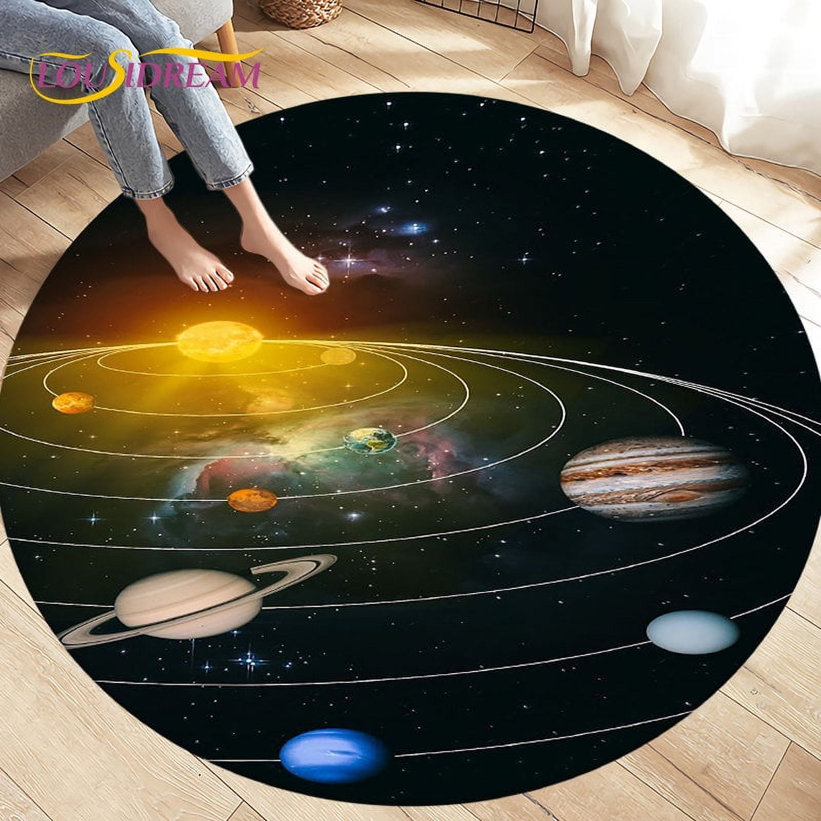 Cartoon Space Astronaut Round Rug Carpet Rug for Living Room Bedroom ...