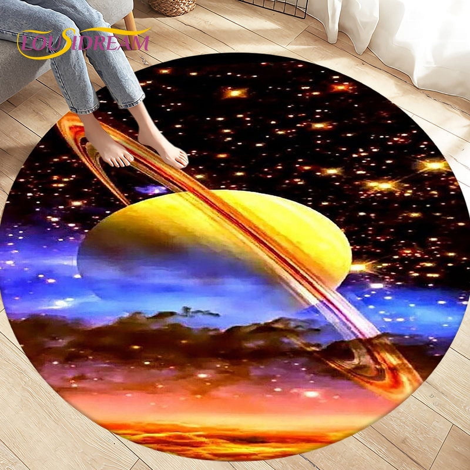 Cartoon Space Astronaut Round Rug Carpet Rug for Living Room Bedroom ...