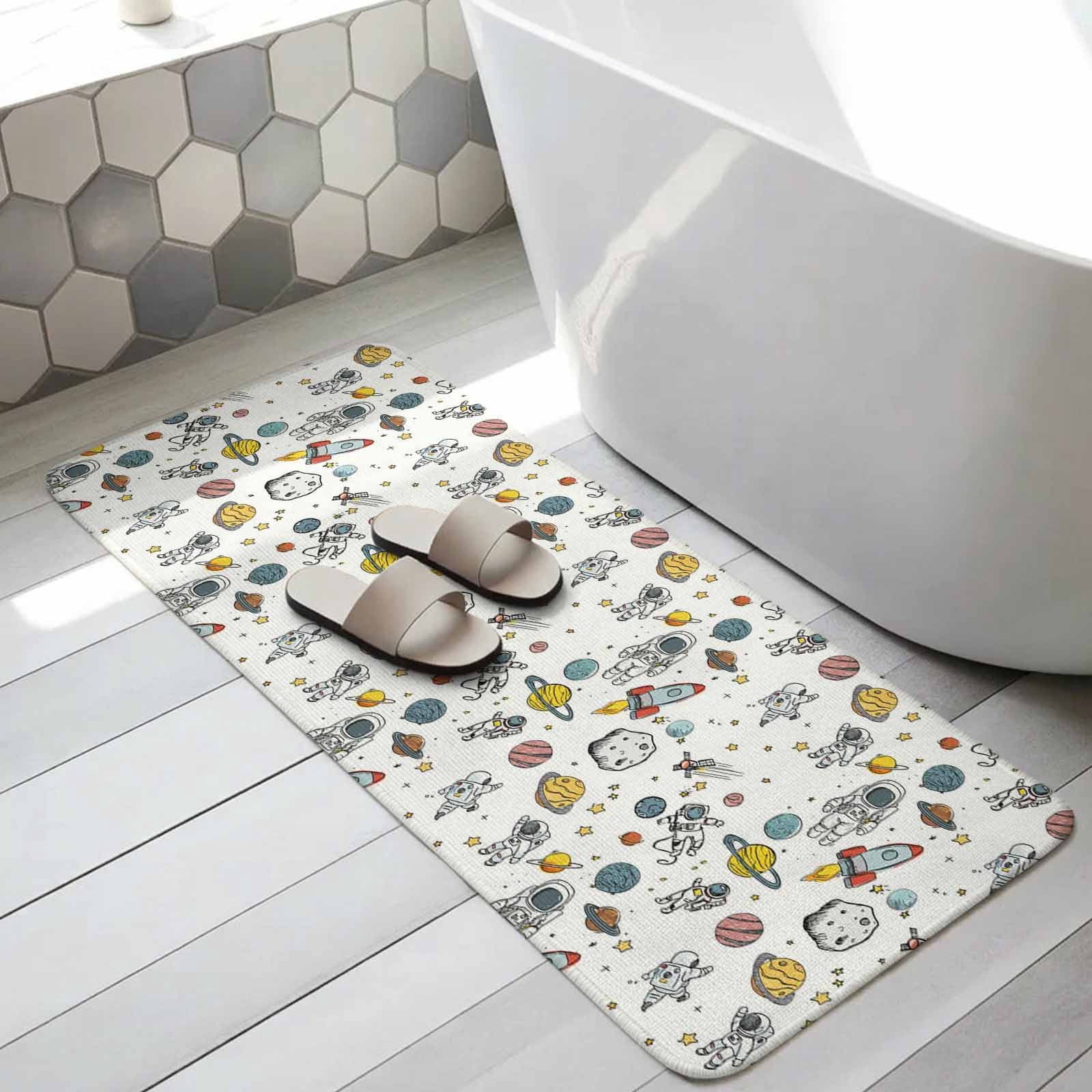 Cartoon Space Bathroom Runner Rugs Non Slip Washable Absorbent Narrow ...