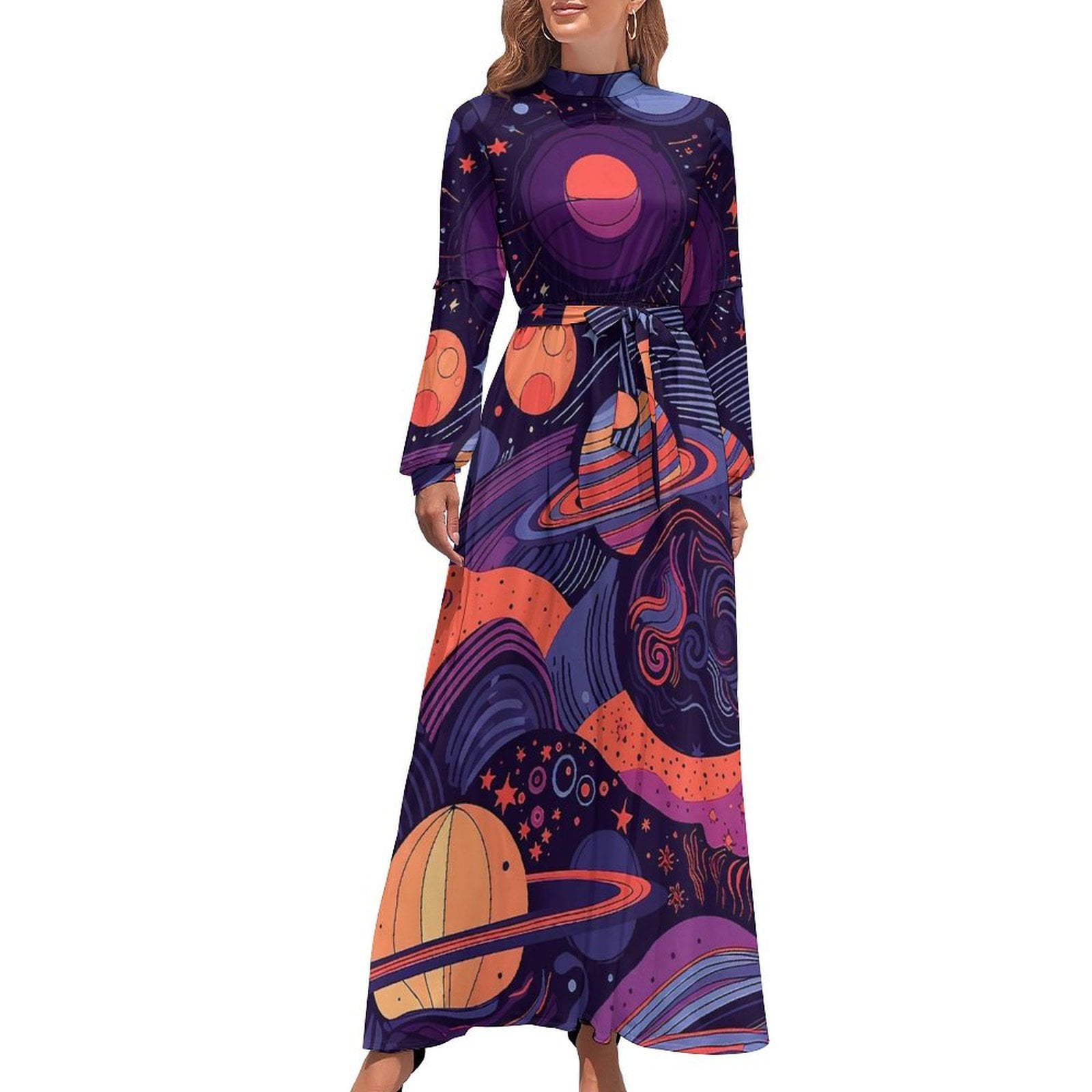 Cartoon Space Dress Cute Solar System Street Wear Boho Beach Dresses ...