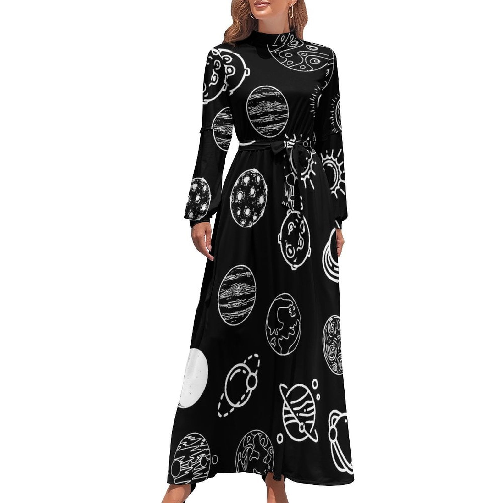 Cartoon Space Dress Cute Solar System Street Wear Boho Beach Dresses ...