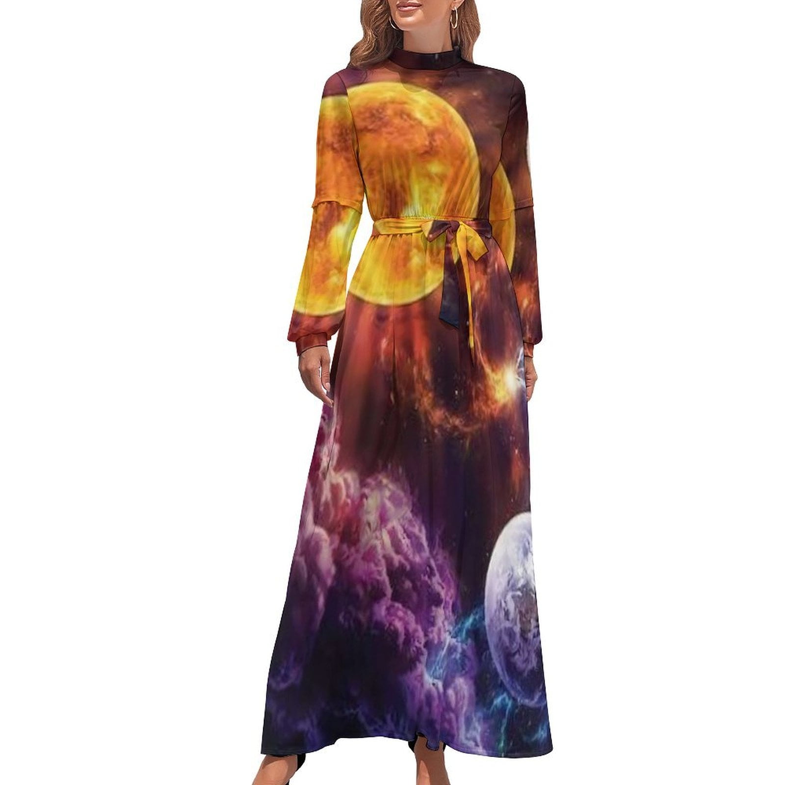 Cartoon Space Dress Cute Solar System Street Wear Boho Beach Dresses ...