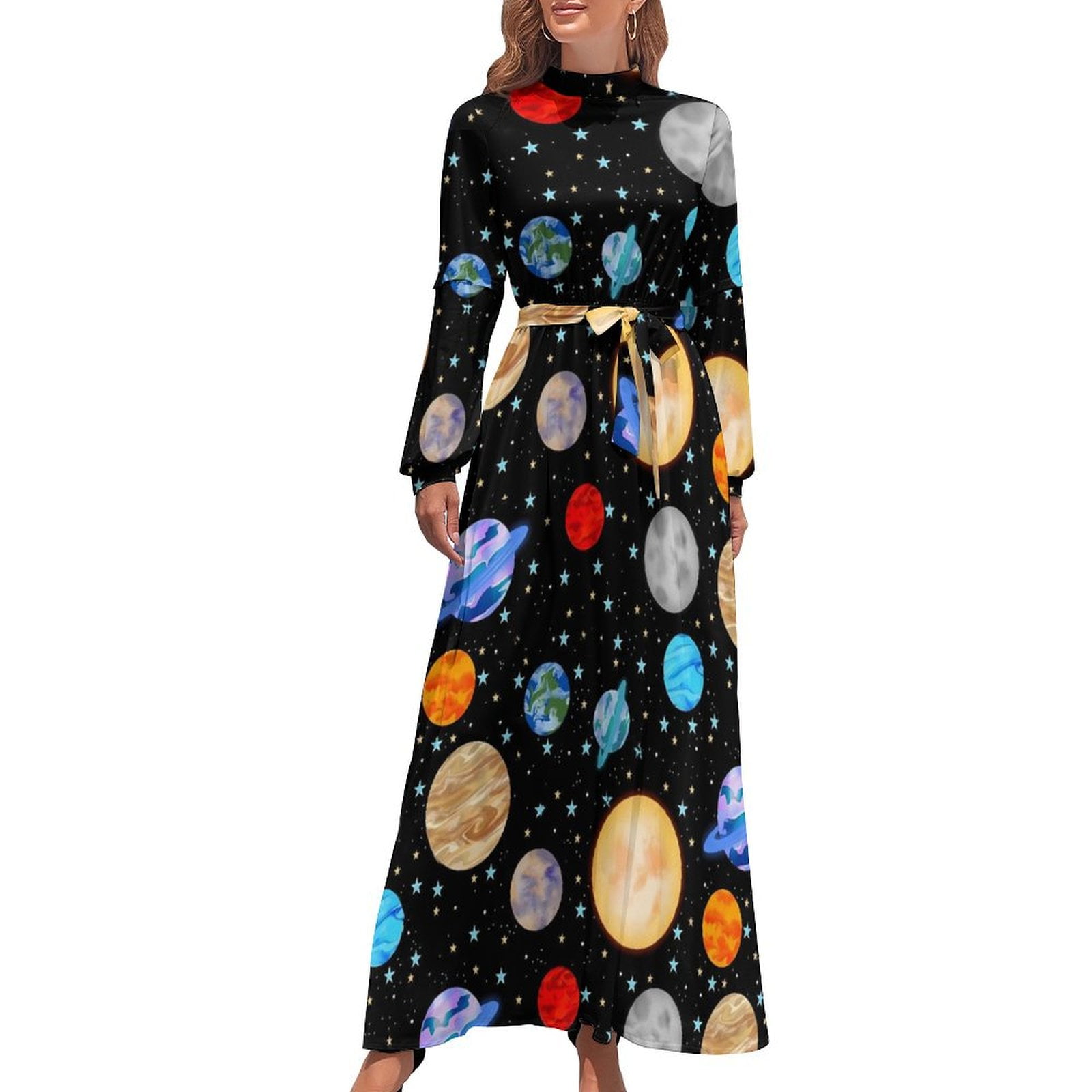 Cartoon Space Dress Cute Solar System Street Wear Boho Beach Dresses ...