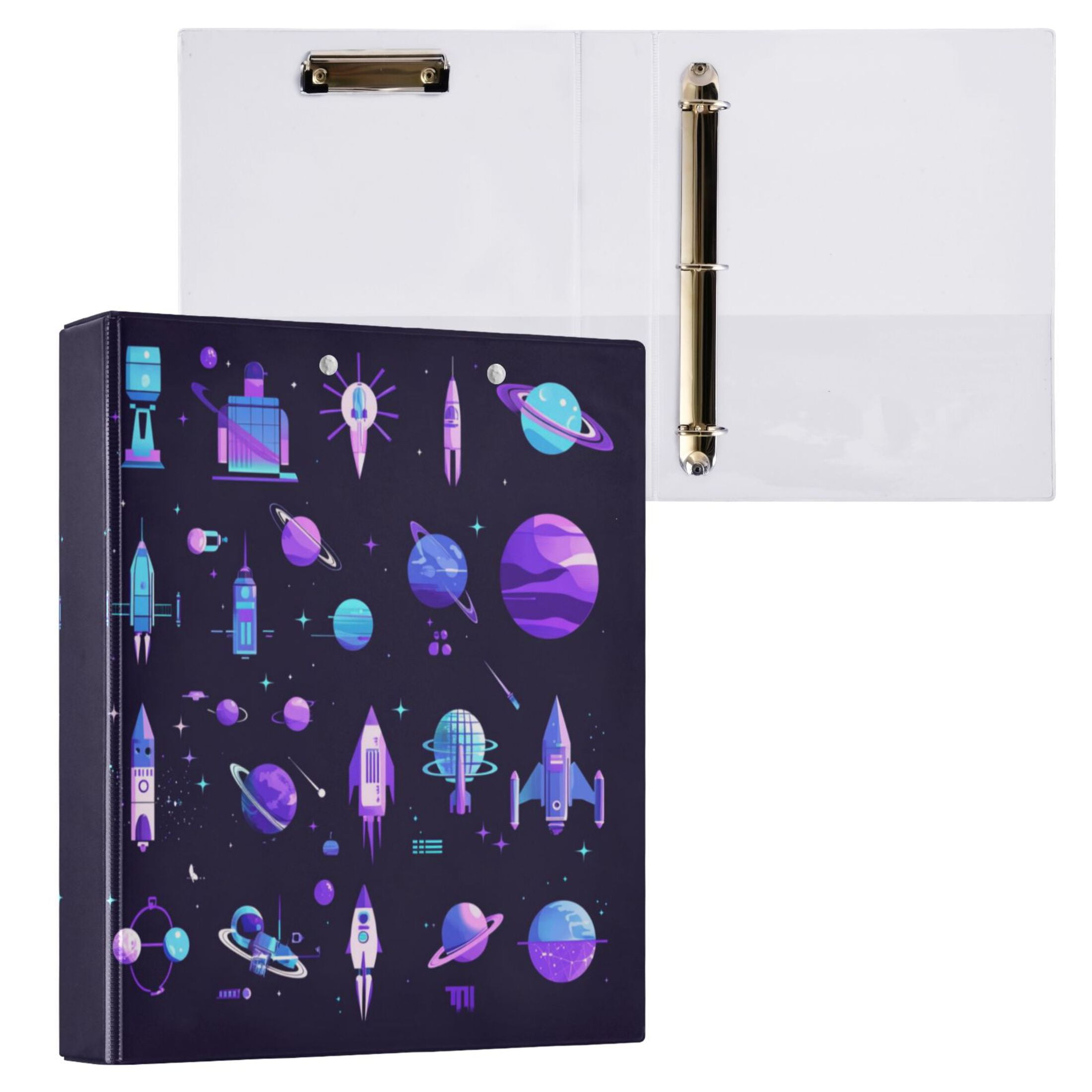 Cartoon Space Elements 3 Ring Hardcover Binders 1.5in Round Rings for ...