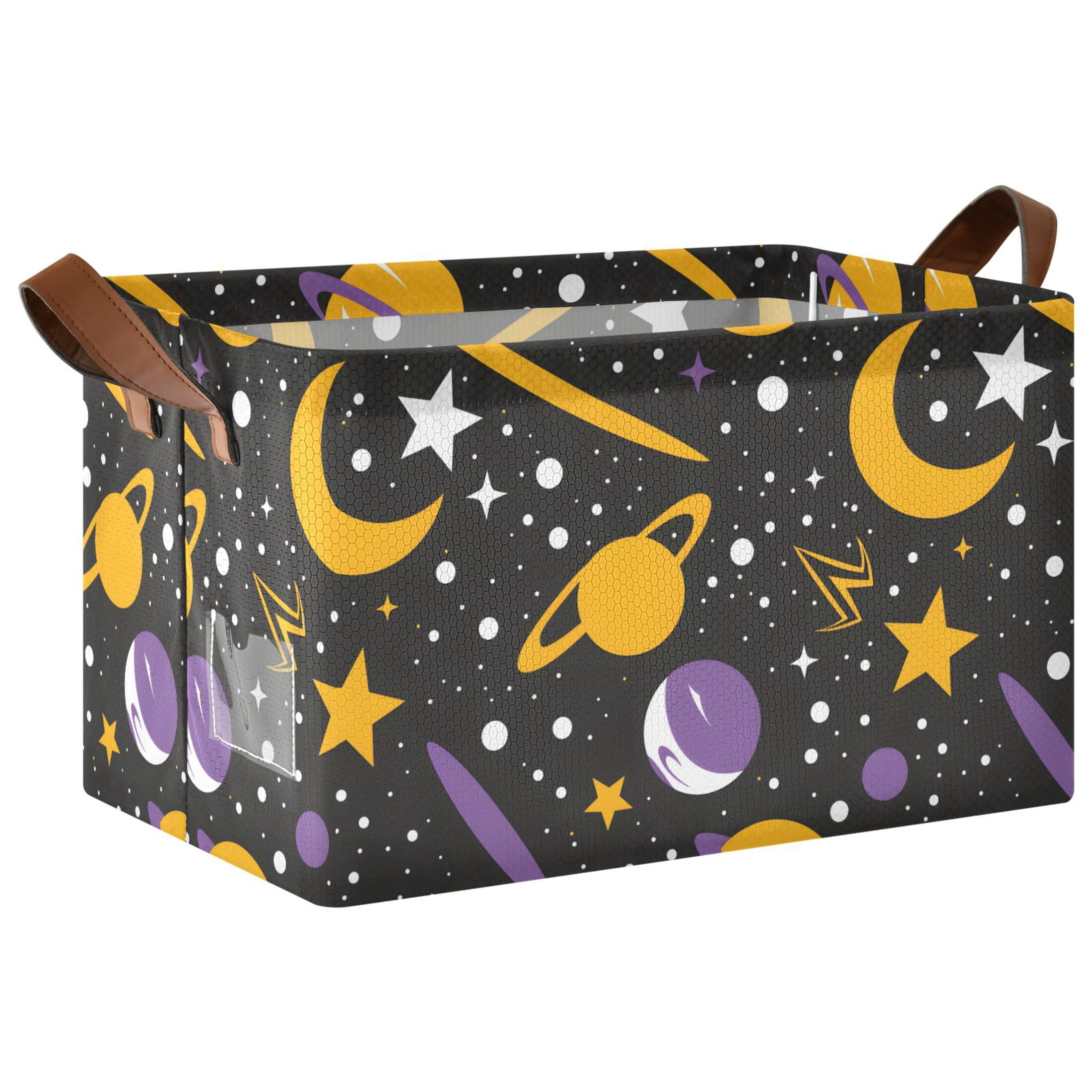 Cartoon Space Pattern Collapsible Storage Bin Open Home Shelf Basket ...