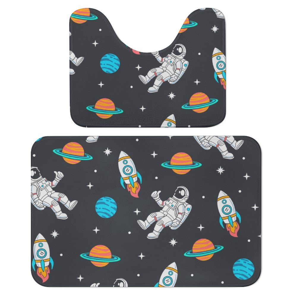 Cartoon Space Rockets Bathroom Rugs Set 2 Pieces, Bathroom Set - Quick ...