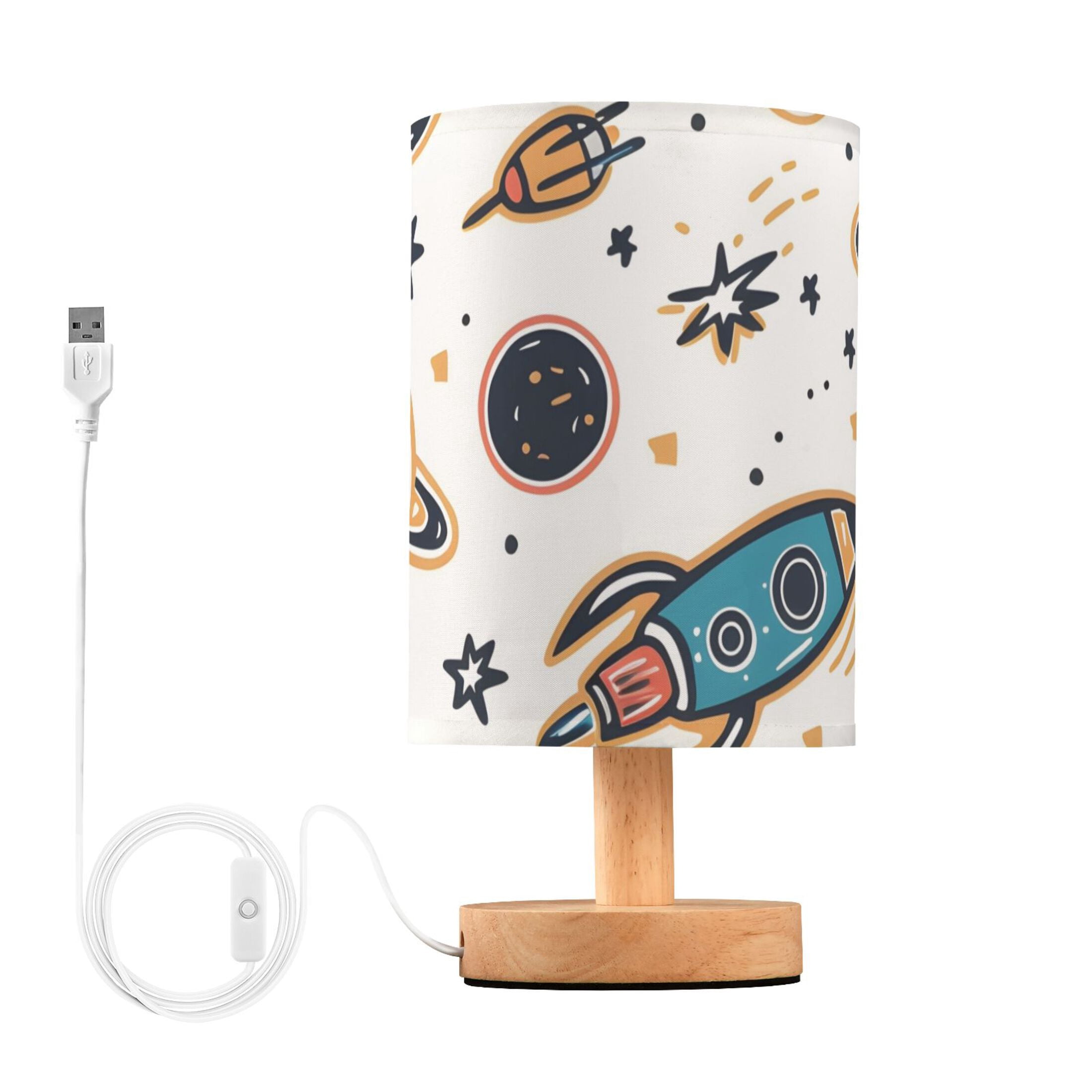 Cartoon Space Rockets and Planets Bedside Desk Lamp LED Table ...