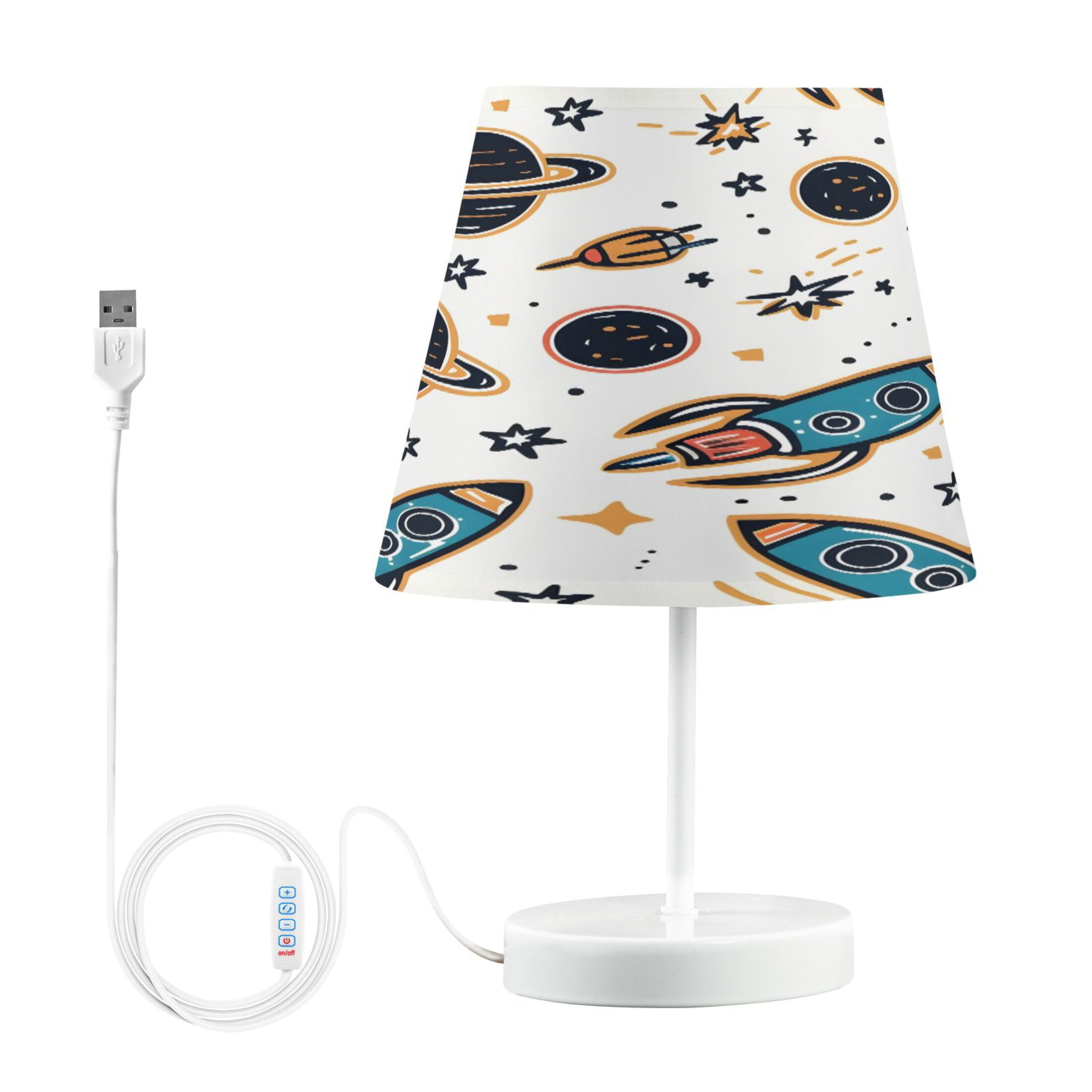 Cartoon Space Rockets and Planets Desk Lamp LED Table Nightstand Lamps ...