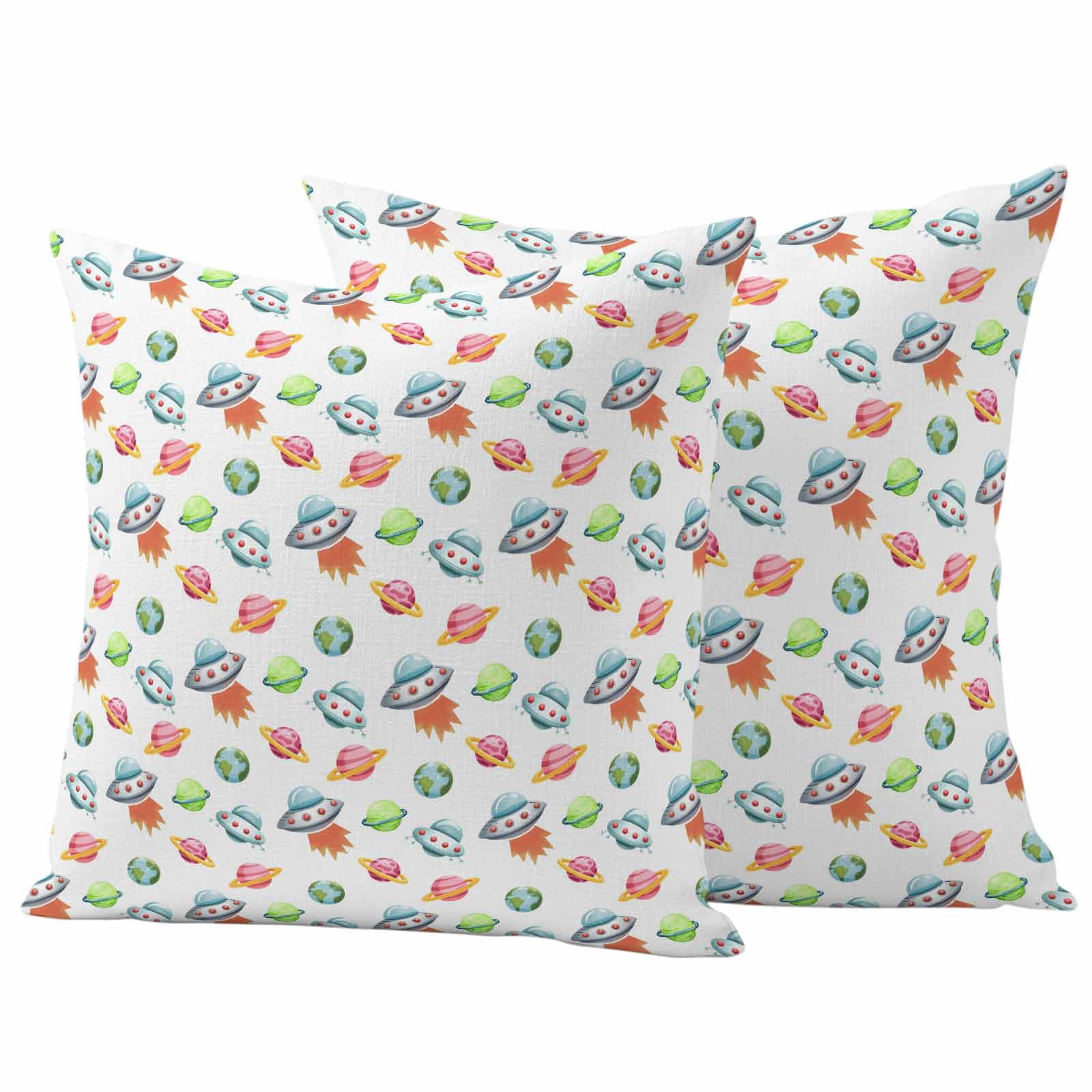 Cartoon Spacecraft Outdoor Pillow Covers Set of 2 Green Red Planet ...