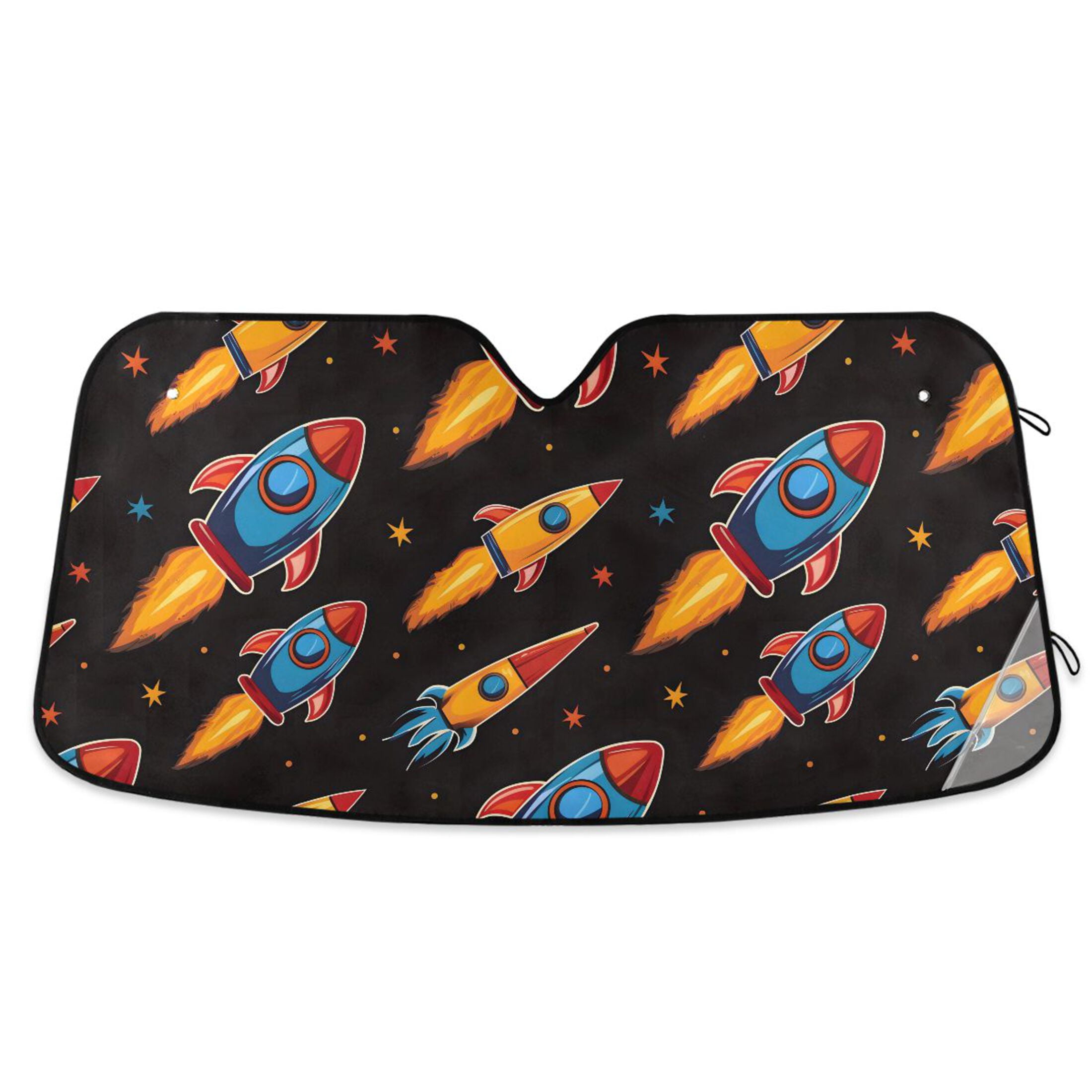 Cartoon Spaceship Rocket Car Windshield Sun Shade Foldable Car Front ...