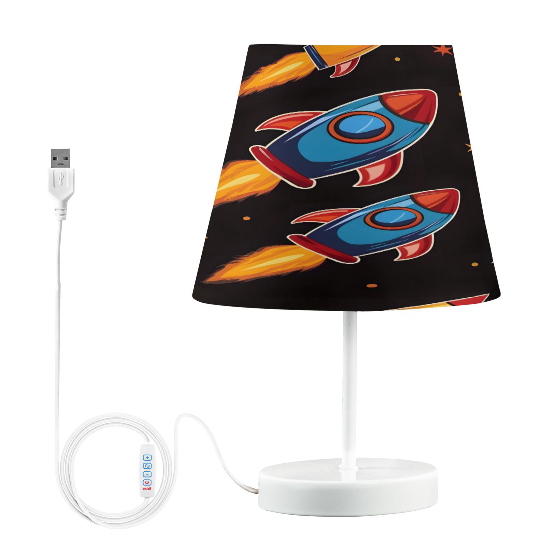 Cartoon Spaceship Rocket Desk Lamp LED Table Nightstand Lamps with 3 ...