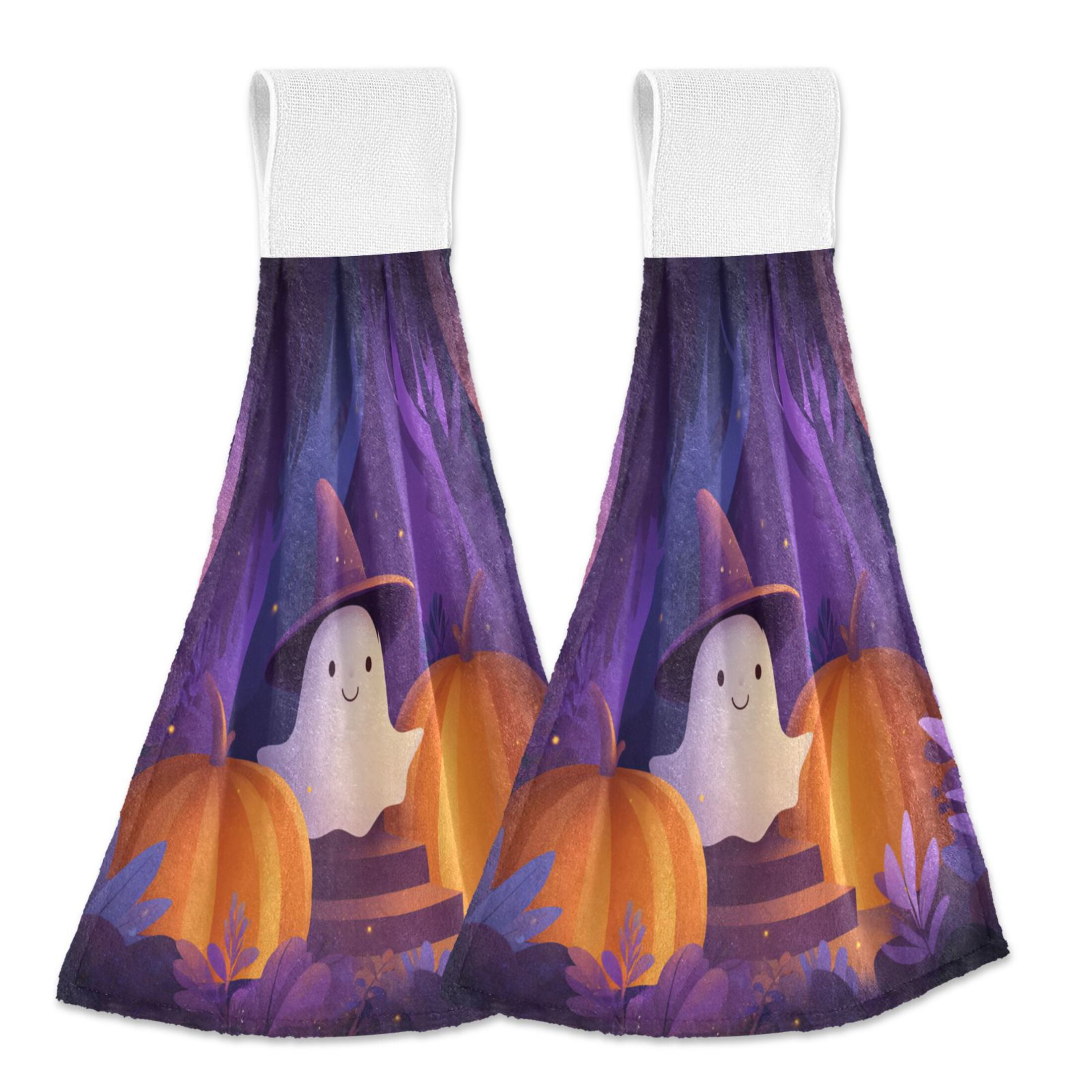 Cartoon Specter Halloween Night Hanging Towels with Loop Hand Towels ...
