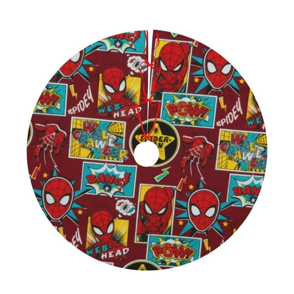 Cartoon Spider-Man Christmas Tree Skirt 48 inch,Farmhouse Holiday Tree ...