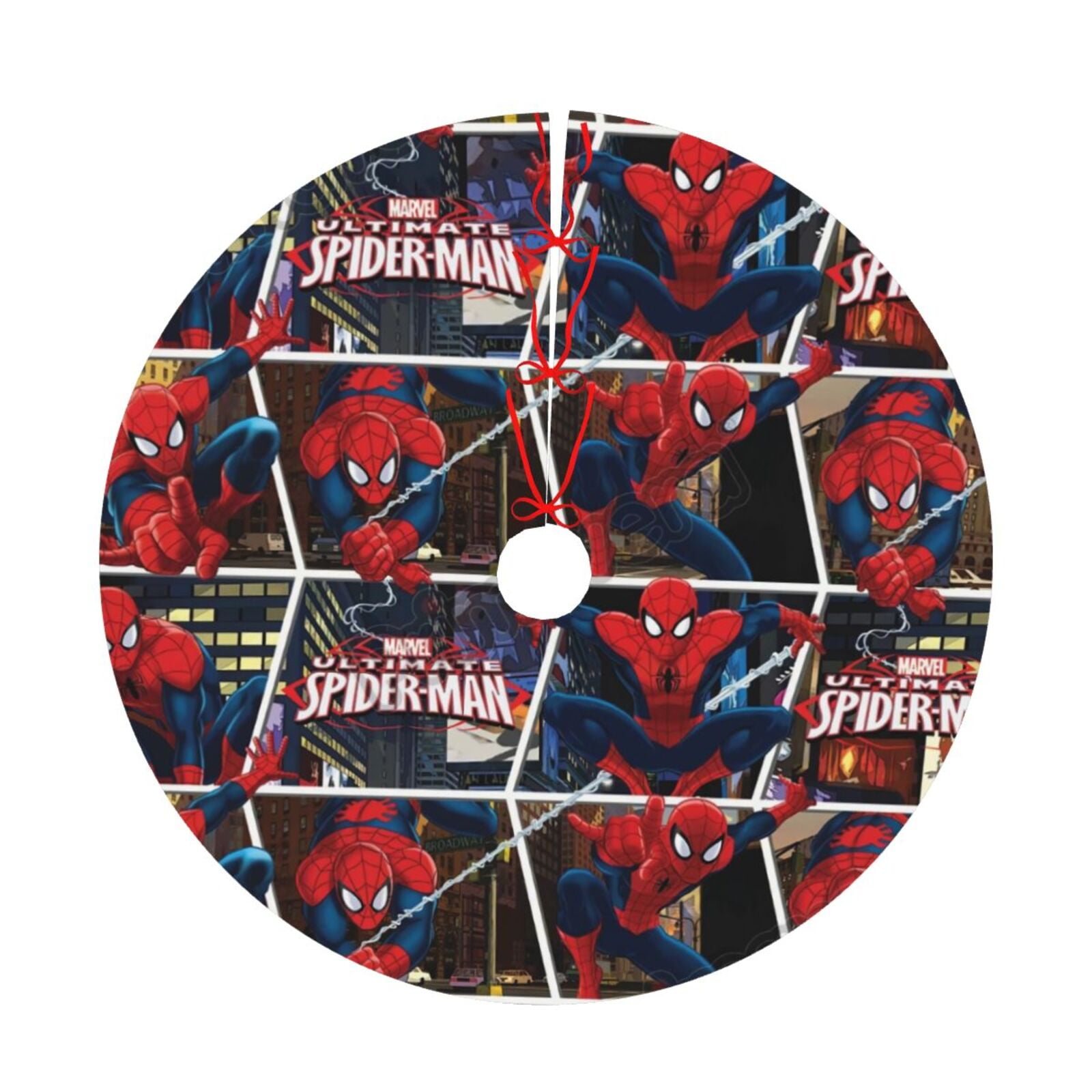 Cartoon Spider-Man Christmas Tree Skirt Collar 36 Inch Xmas Trees Soft ...