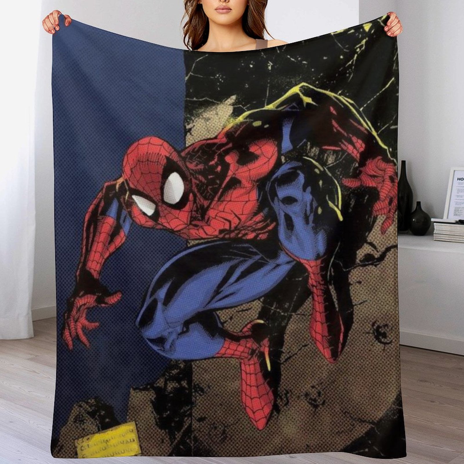 Cartoon Spider Man Flannel Anime Blanket Decor Bedding Room, Couch ...