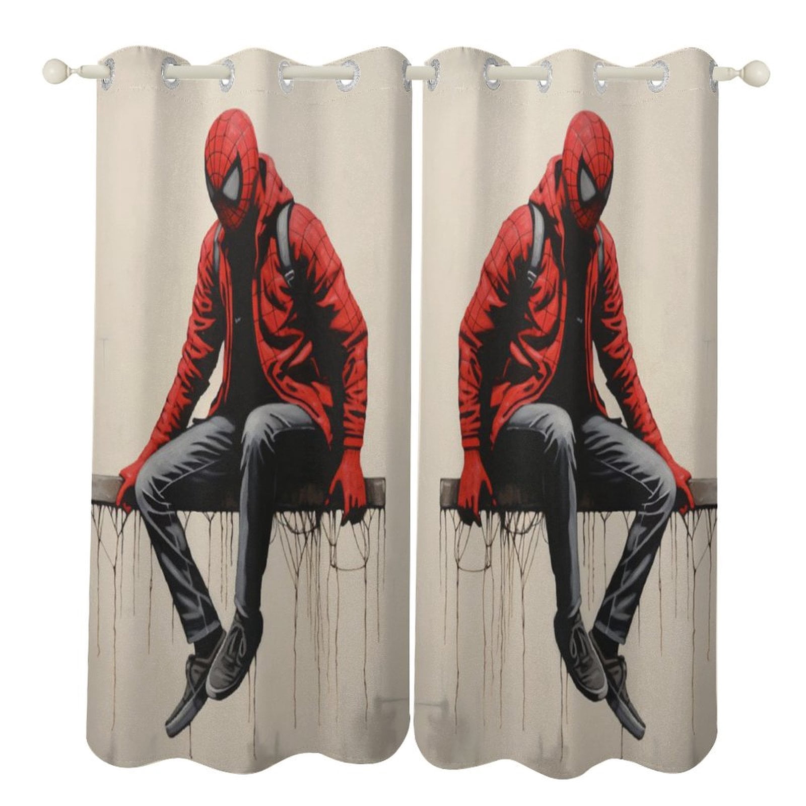 Cartoon Spider Man Room Darkening Blackout Window Curtains with ...