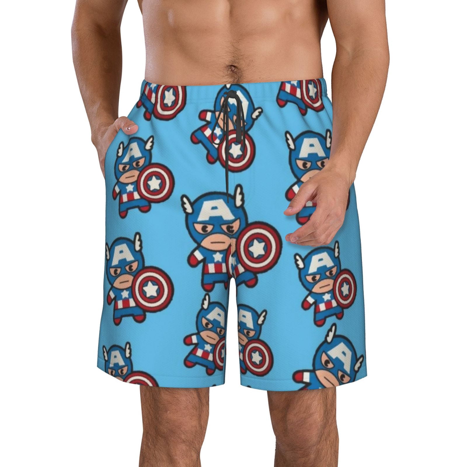 Cartoon Spider-Man Summer Beach Sign Mens Swim Trunks Quick Dry Board ...