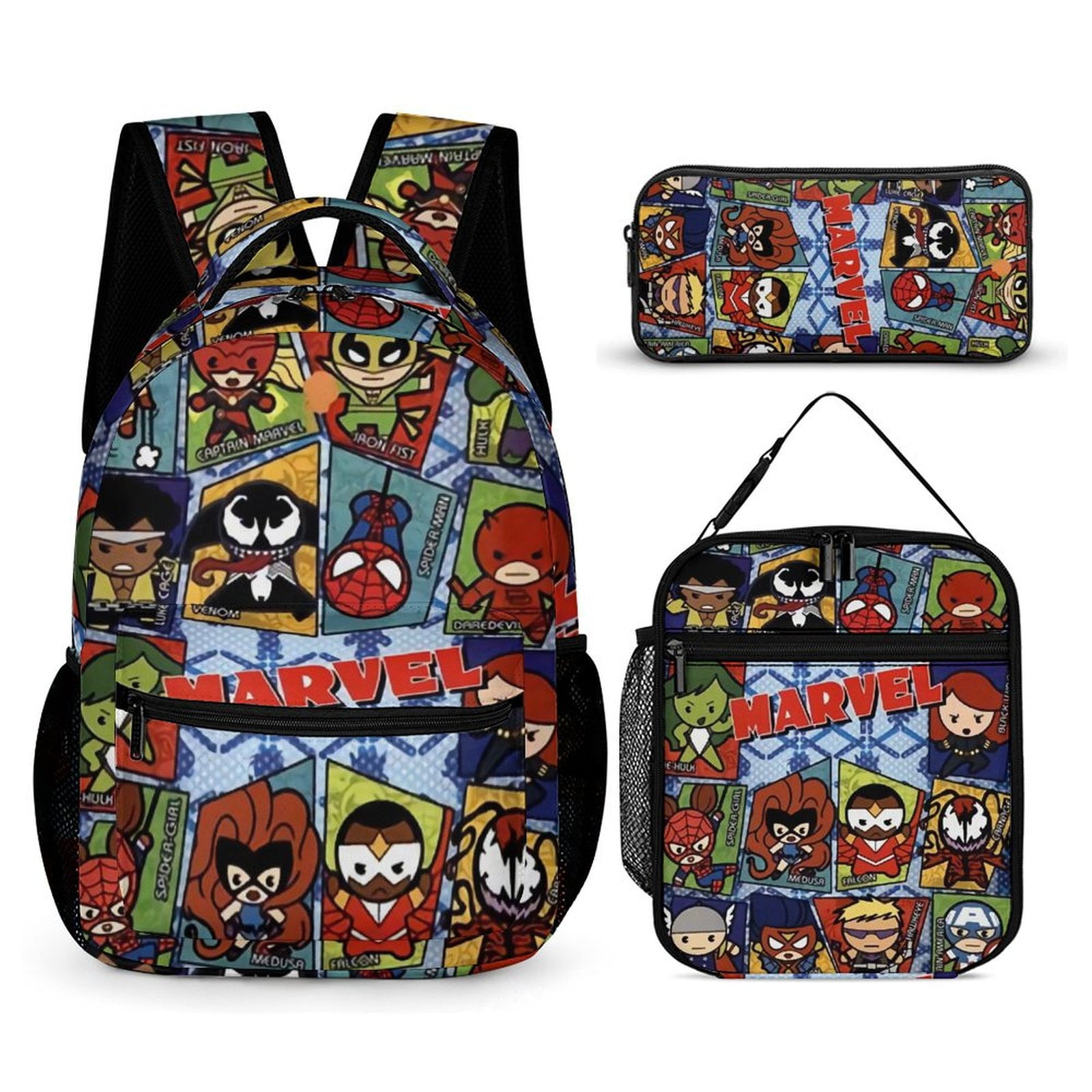 Cartoon Spider-Man03 3 Pcs Backpacks Set with Thermal Insulated Lunch ...