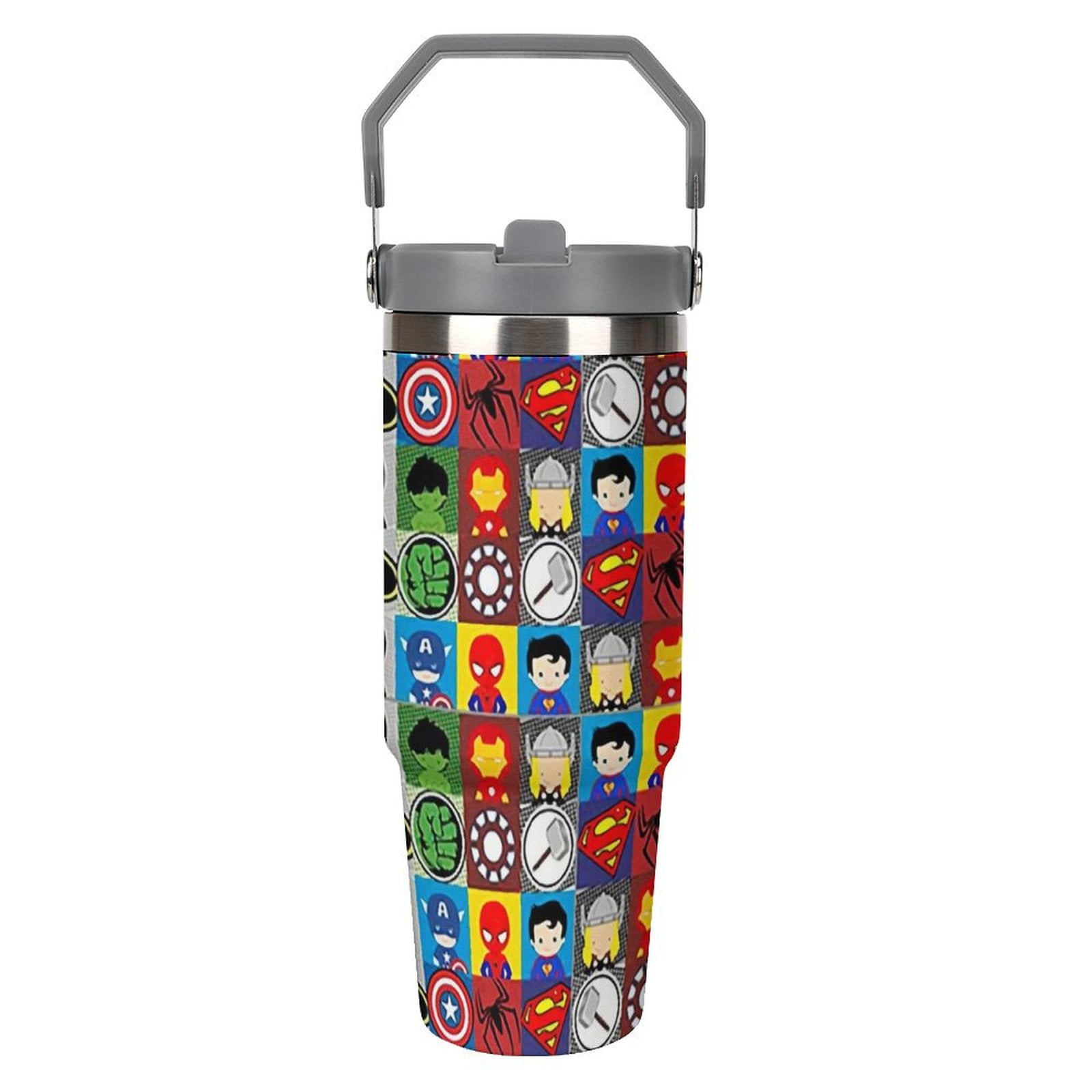 Cartoon Spider-Man584052 30oz Insulated Water Bottle Tumbler Tumbler with Handle and Straw Lid ...