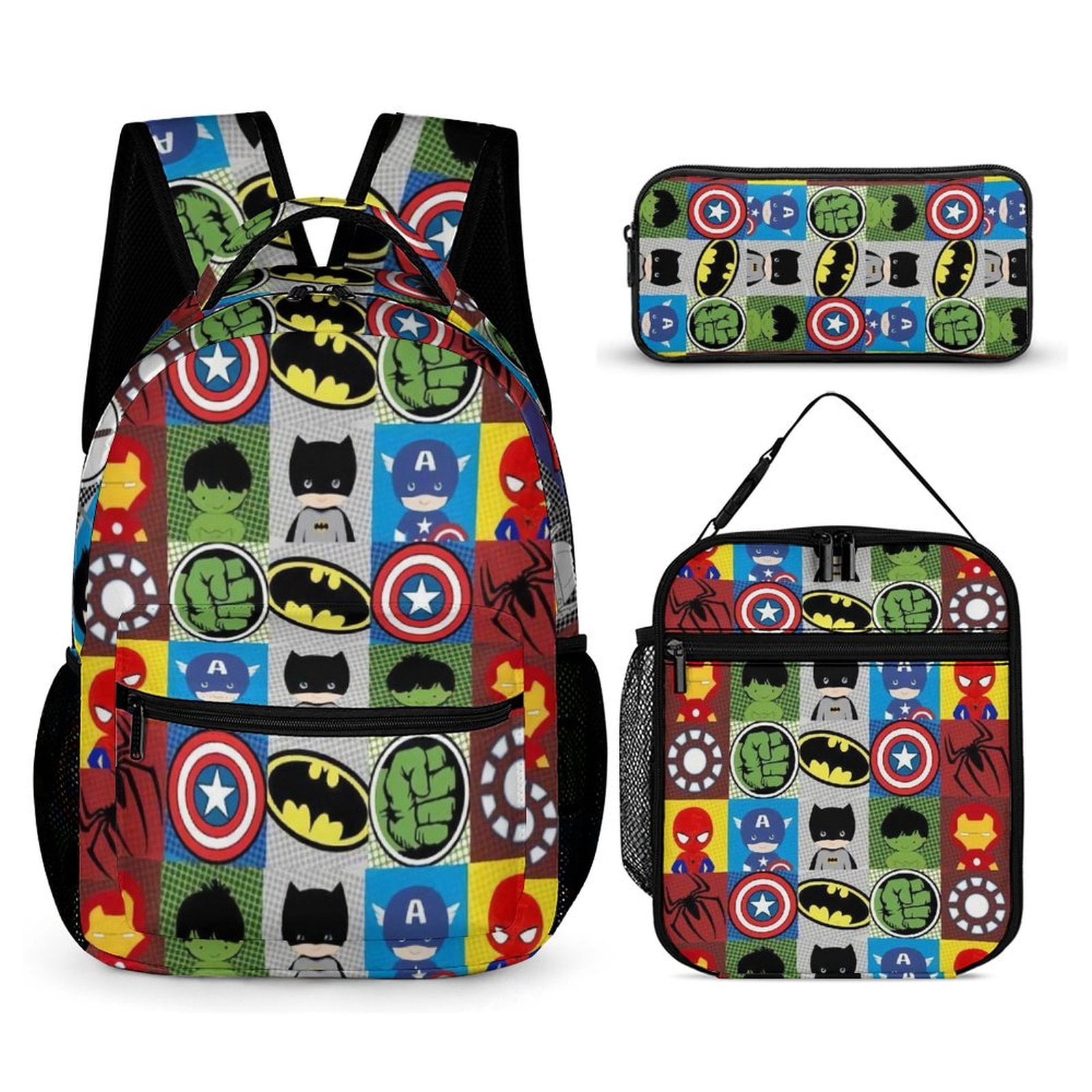Cartoon Spider-Man698 3 Pcs Backpacks Set with Thermal Insulated Lunch ...