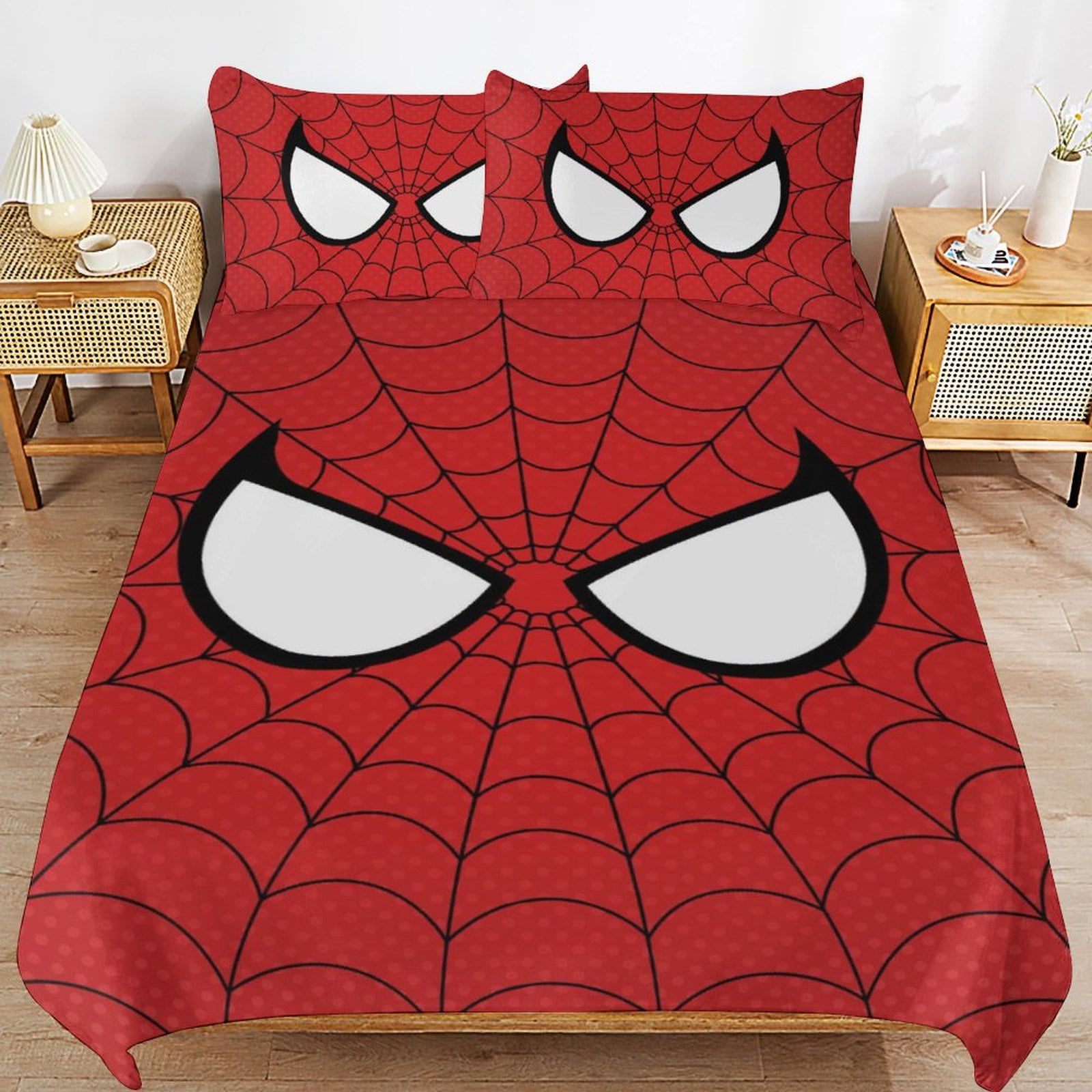 Cartoon Spider-man Bed Set 3 Piece Soft and Breathable Bedding Set with ...