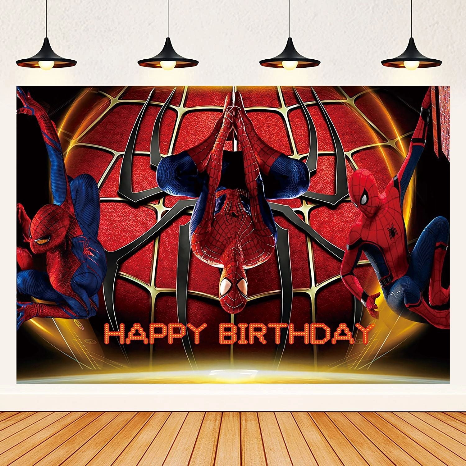 Cartoon Spiderman Birthday Backdrop Photography Kids Party Supplies ...