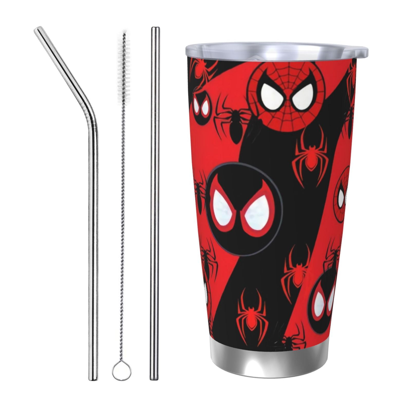 Cartoon Spiderman Head Kids Water Bottle with Straw Lid,Insulated Stainless Steel Reusable ...