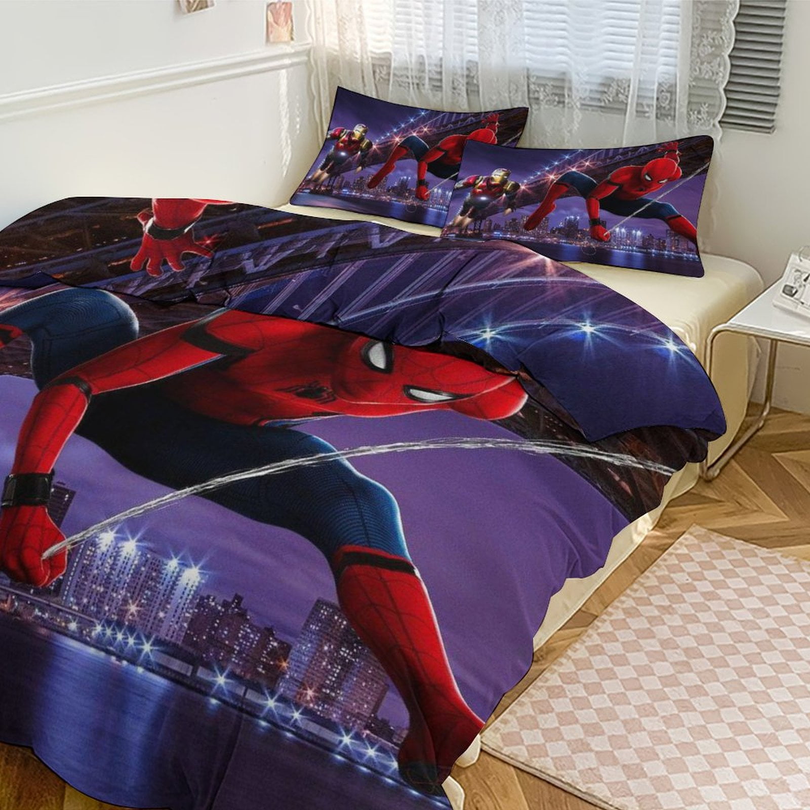 Cartoon Spiderman Kid Boy Room Decor Size Bedding Set for 3 Piece ...