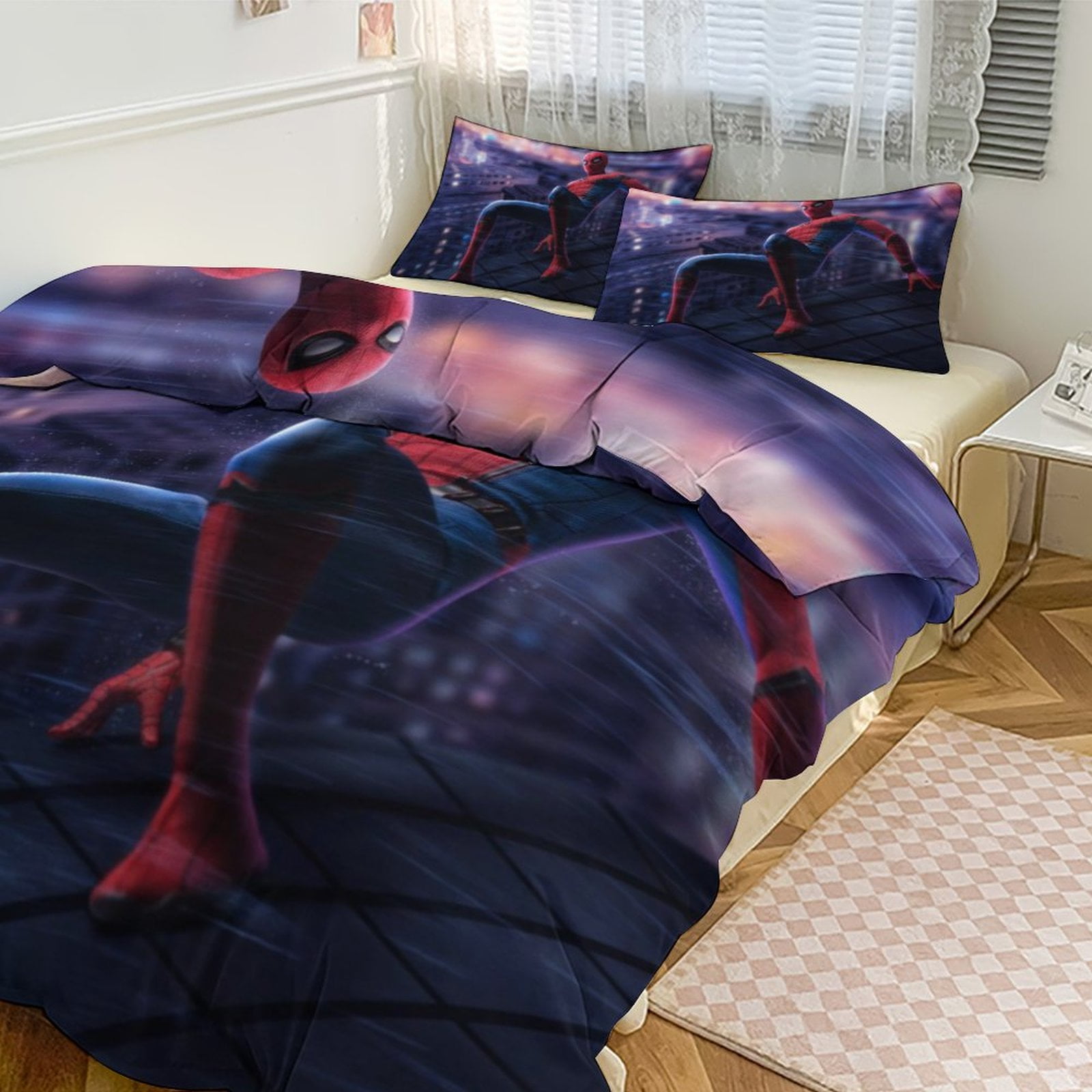 Cartoon Spiderman Kid Boy Room Decor Size Bedding Set for 3 Piece ...