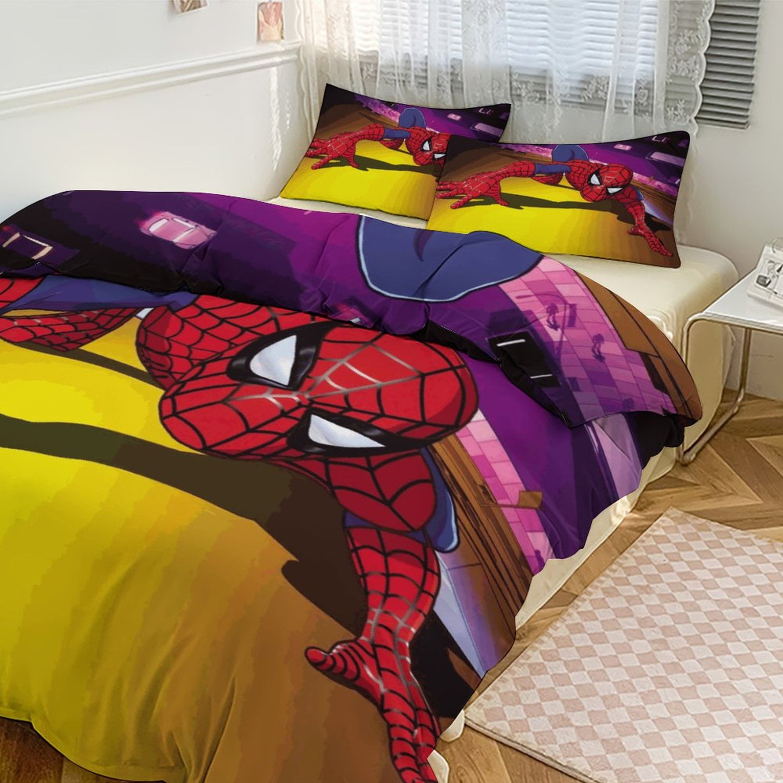 Cartoon Spiderman Kid Boy Room Decor Size Bedding Set for 3 Piece ...