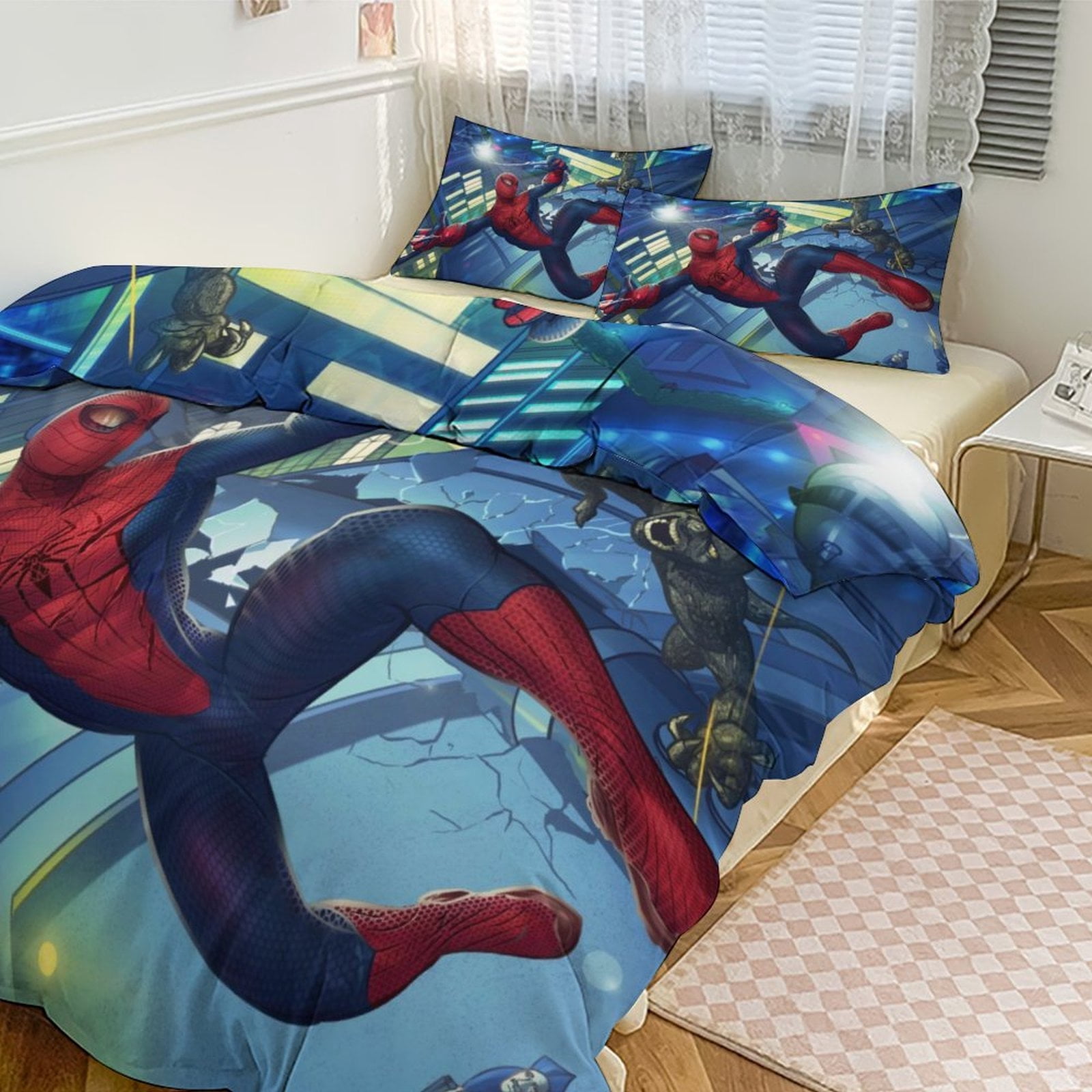 Cartoon Spiderman Kid Boy Room Decor Size Bedding Set for 3 Piece ...
