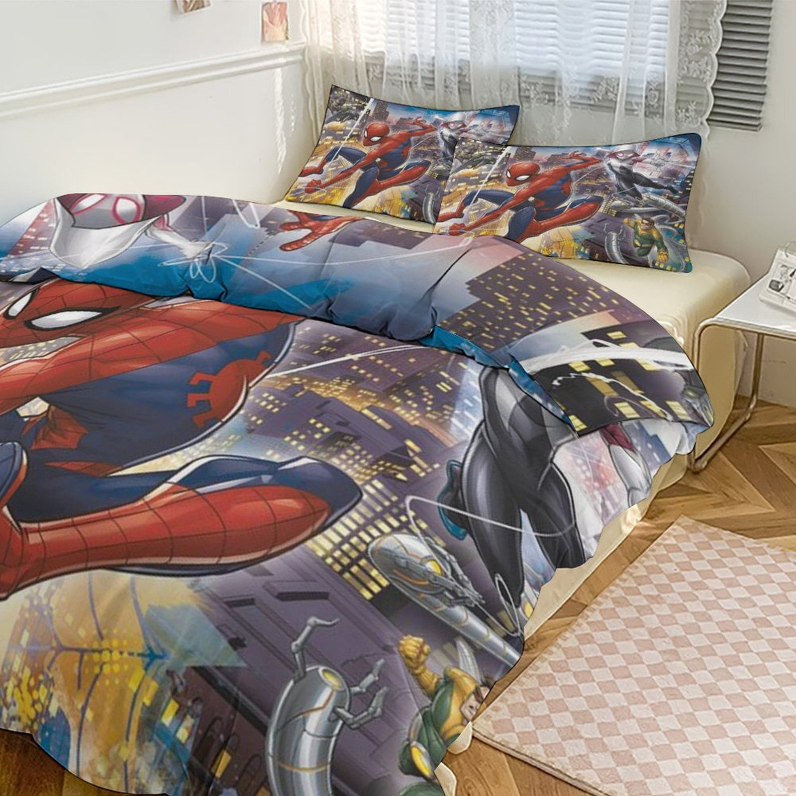 Cartoon Spiderman Kid Boy Room Decor Size Bedding Set for 3 Piece ...