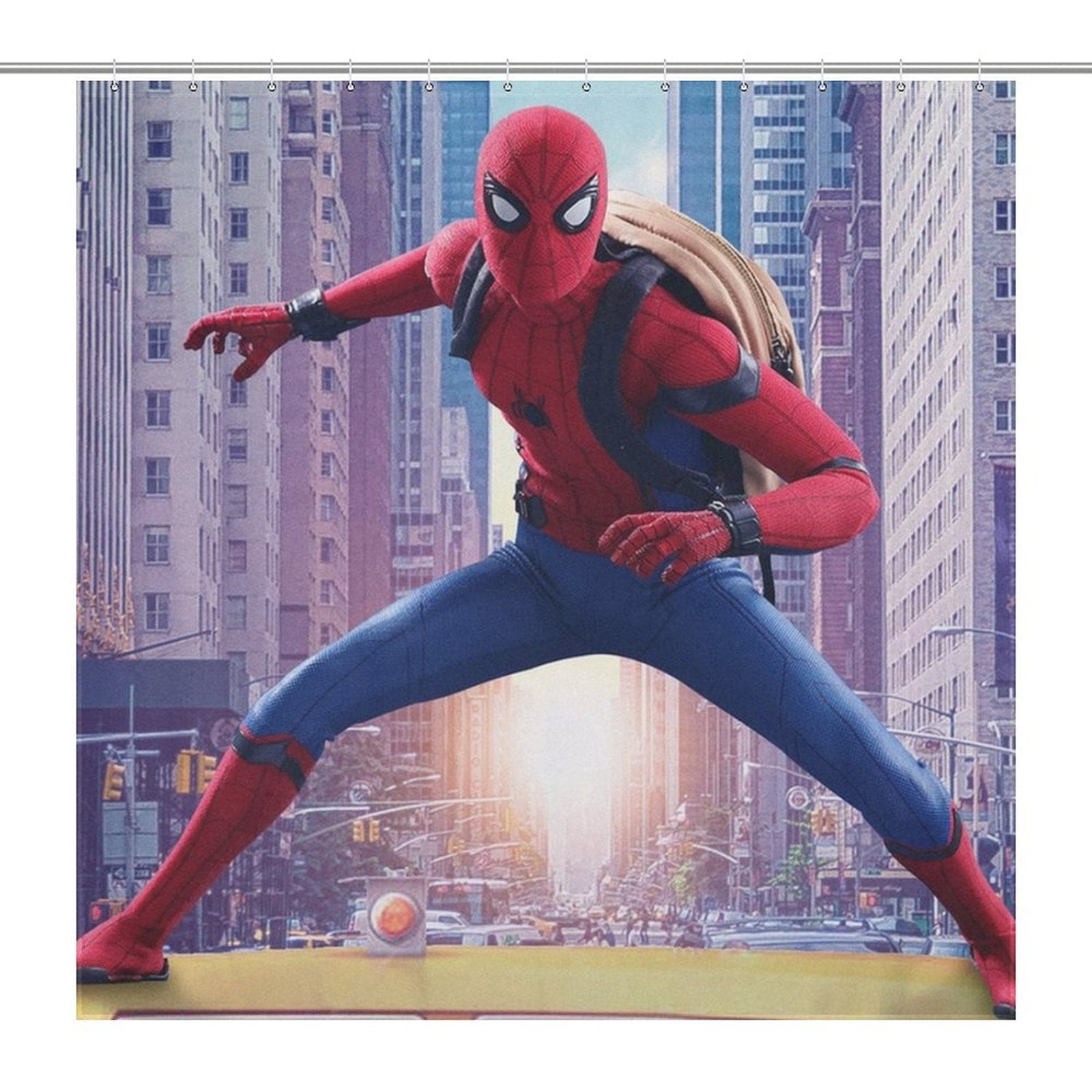 Cartoon Spiderman Shower Curtain for Kids Bathroom Decor Polyester ...