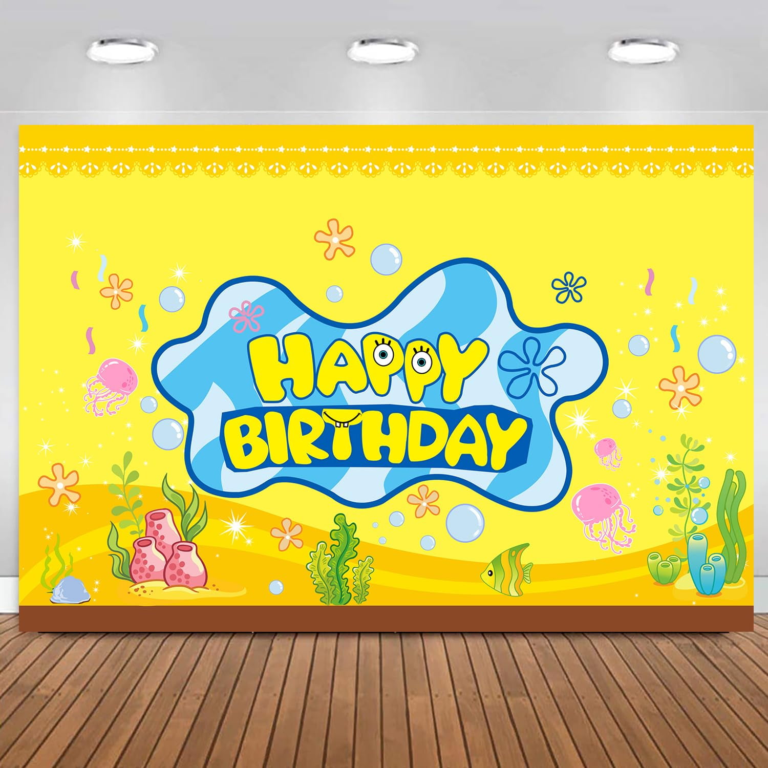 Cartoon Sponge Birthday Party Decorations Sponge SMRBirthday Banner for ...