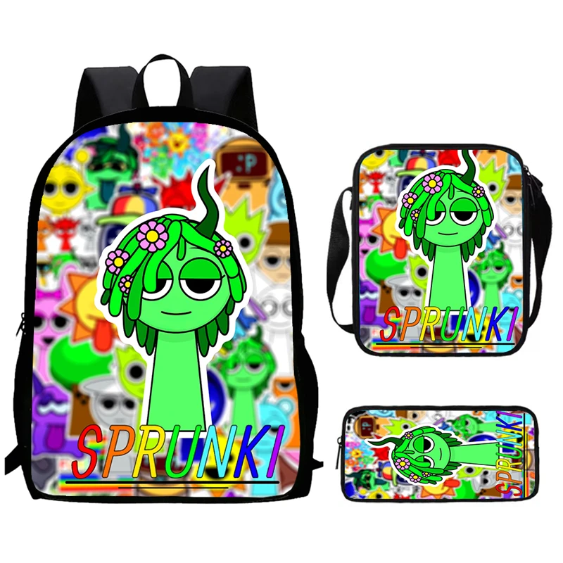 Cartoon Sprunki School Backpack With Shoulder Bags, Light Weight Bags ...