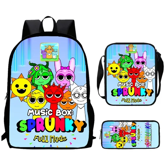 Cartoon Sprunki School Backpack With Shoulder Bags, Light Weight Bags ...