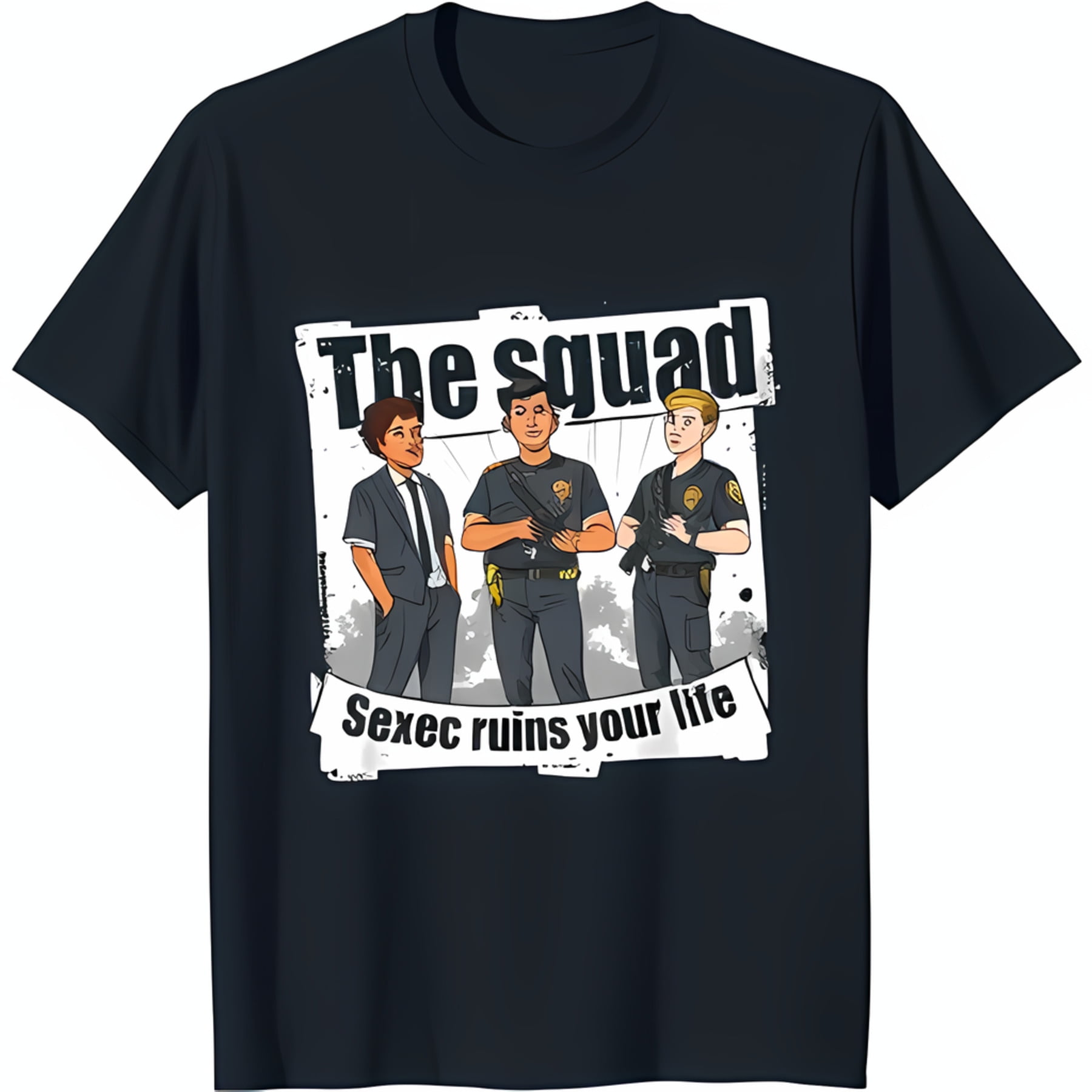 Cartoon Squad Graphic Tee 'The Squad' Design on Dark Blue T-Shirt ...
