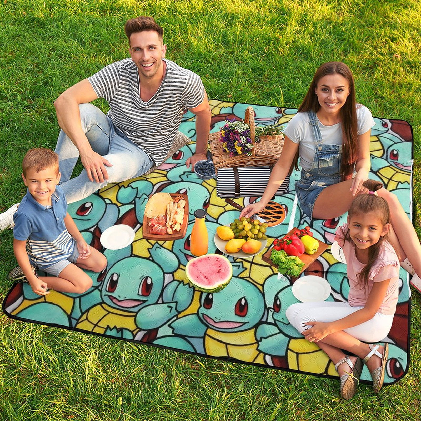 Cartoon Squirtle Picnic Blankets 59"x59" Extra Large Outdoor Blanket ...