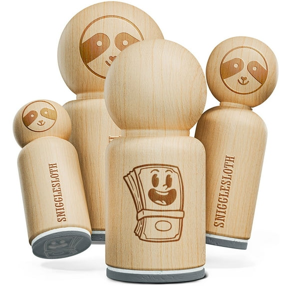 Cartoon Stack of Money Cash Happy Dollar Bill Rubber Stamp for Stamping ...