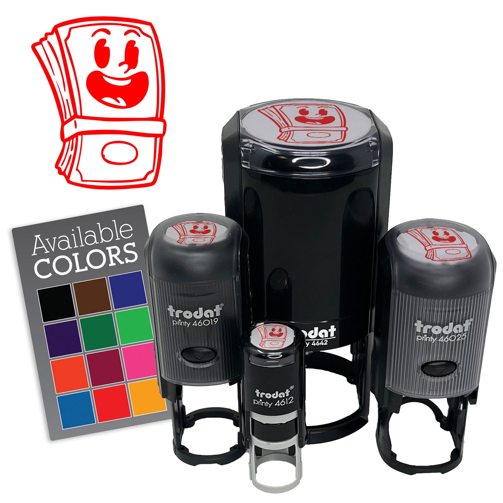 Cartoon Stack of Money Cash Happy Dollar Bill Self-Inking Rubber Stamp ...