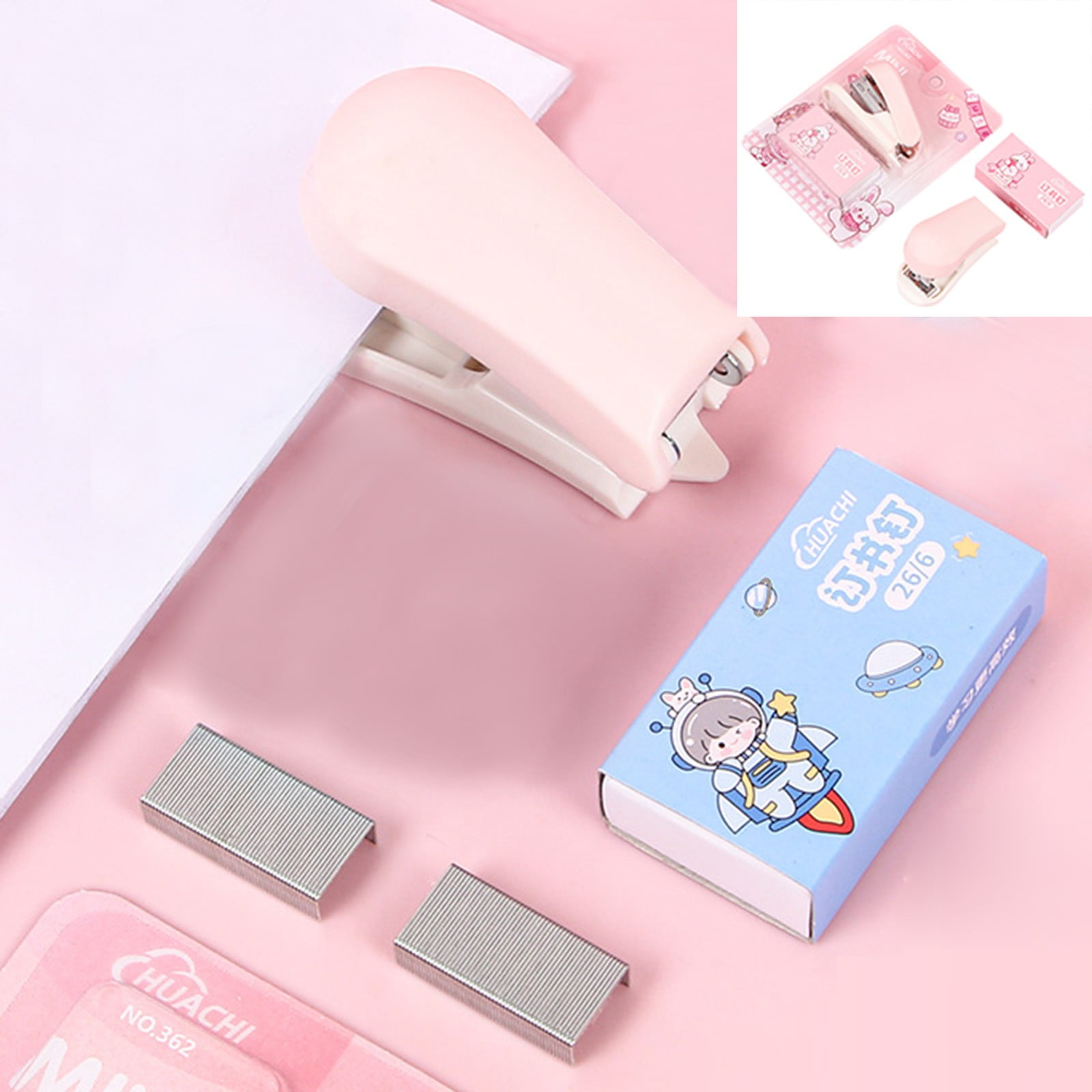 Cartoon Stapler Mini Small Set Cute Student Stationery Function Stapler ...