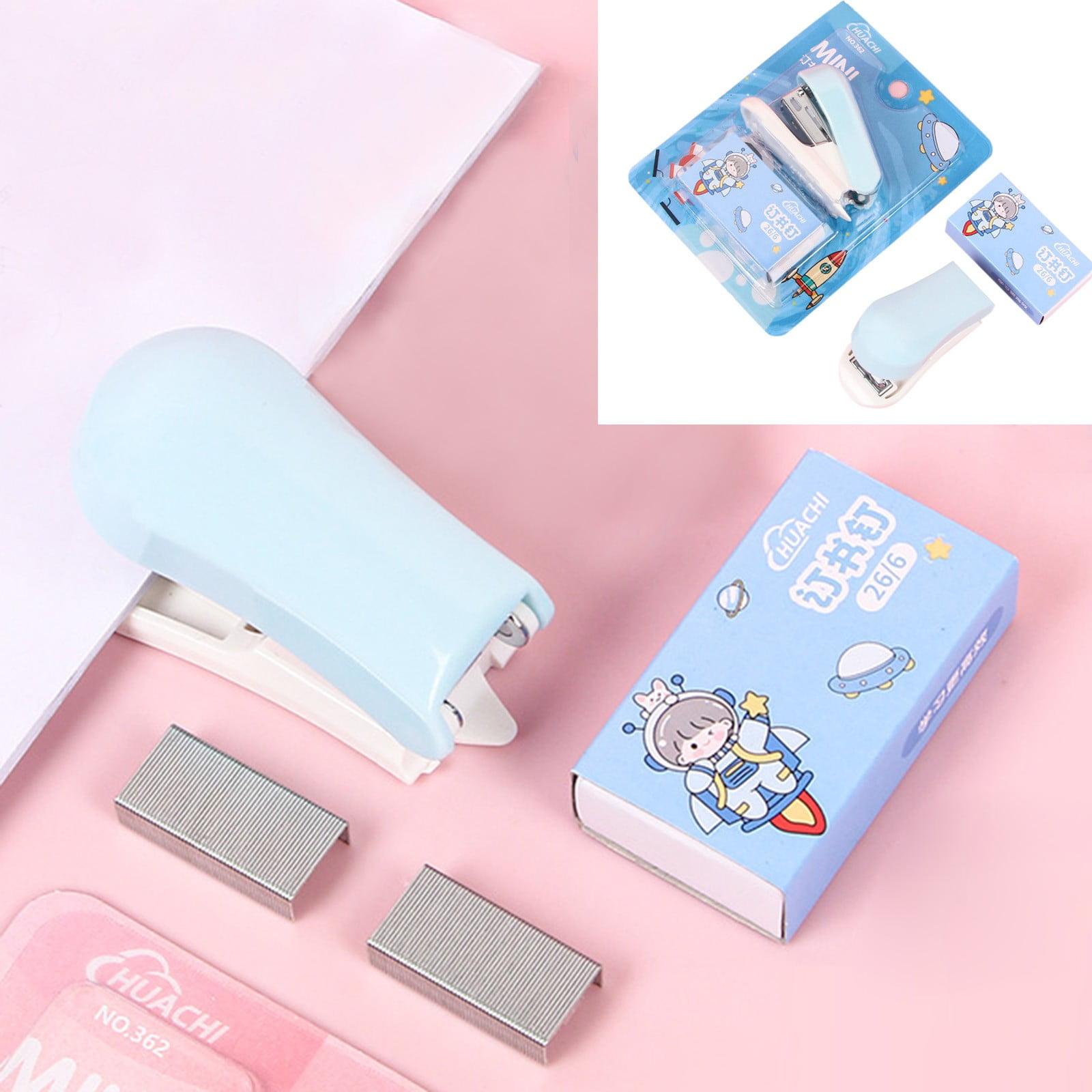 Cartoon Stapler Mini Small Set Cute Student Stationery Function Stapler ...