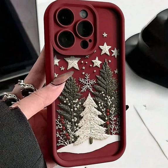 Cartoon Star Christmas Tree Santa Claus Pattern Case For Iphone 17 Pro ...