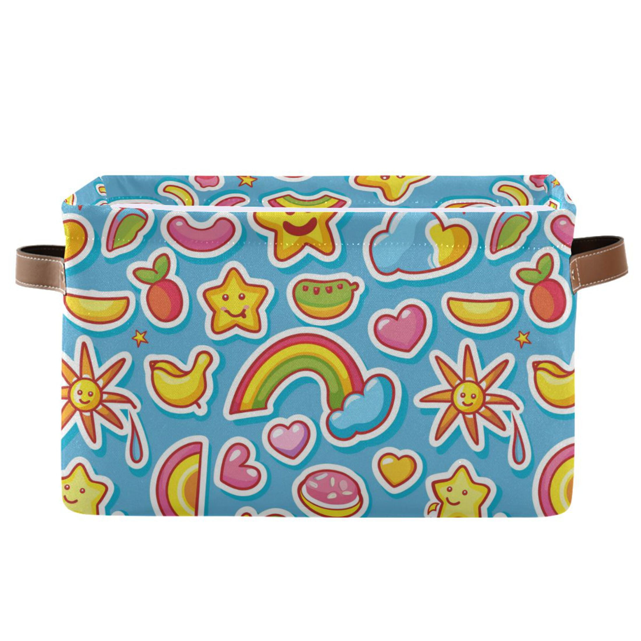 Cartoon Star Heart Rainbow Sun Storage Bins with Handle Fabric ...